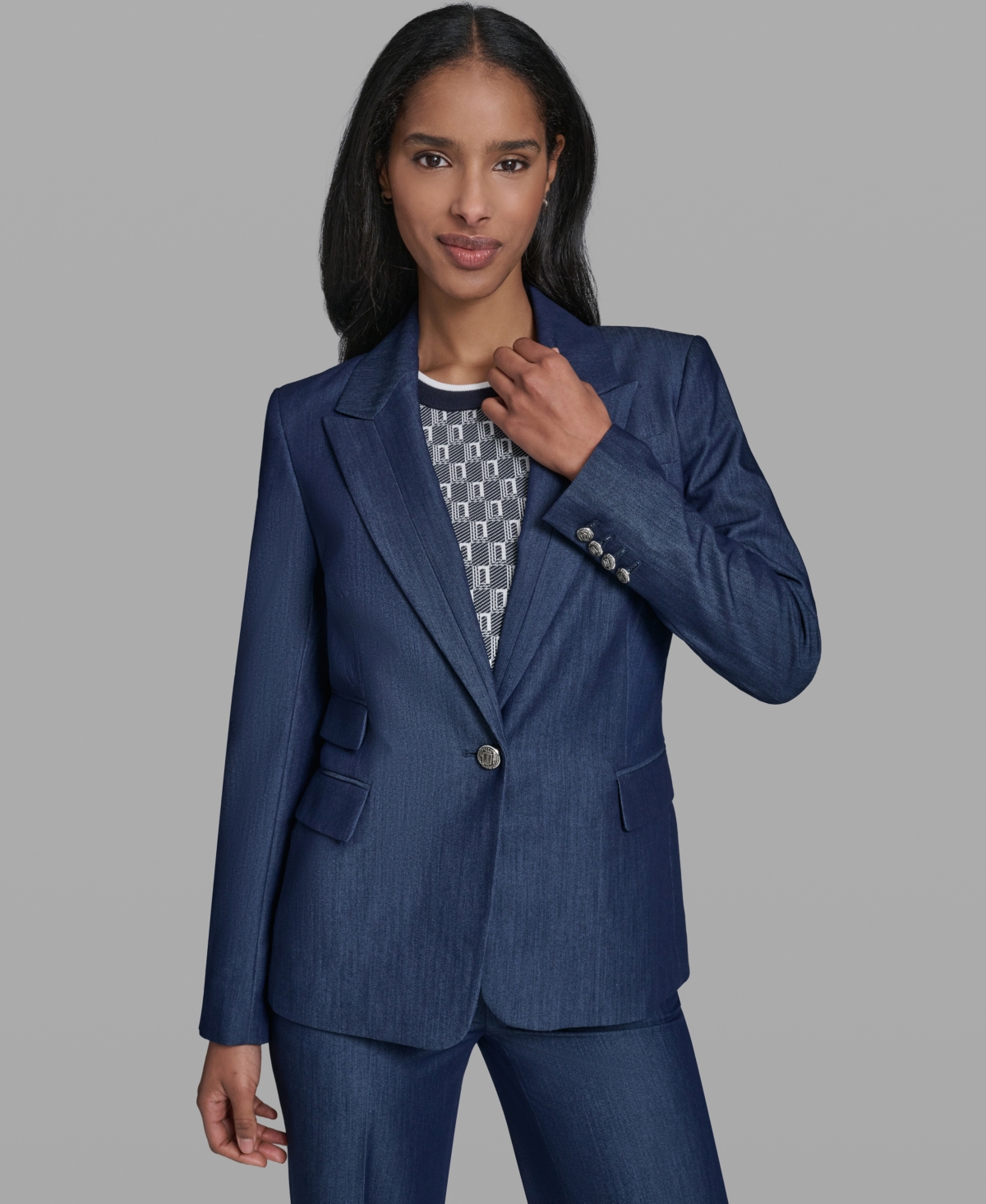 Click here for Karl Lagerfeld Paris Womens One-Button Jacket - Da... prices