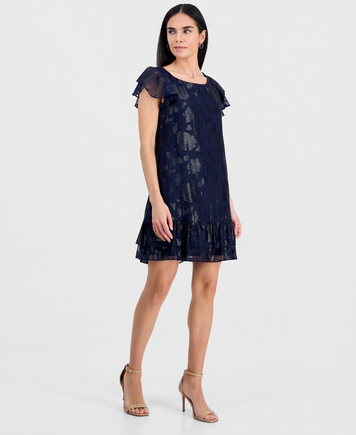 Click here for Connected Petite Ruffled-Hem Flutter-Sleeve Dress... prices