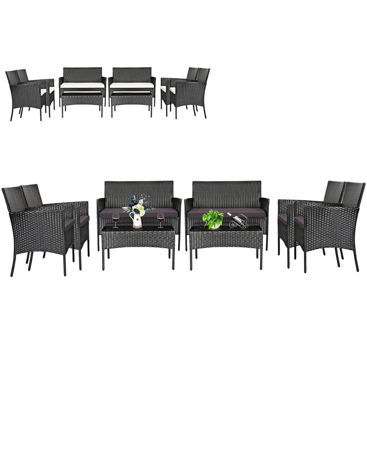 Click here for Gymax 8 Piece Patio Rattan Conversation Set Outdoo... prices