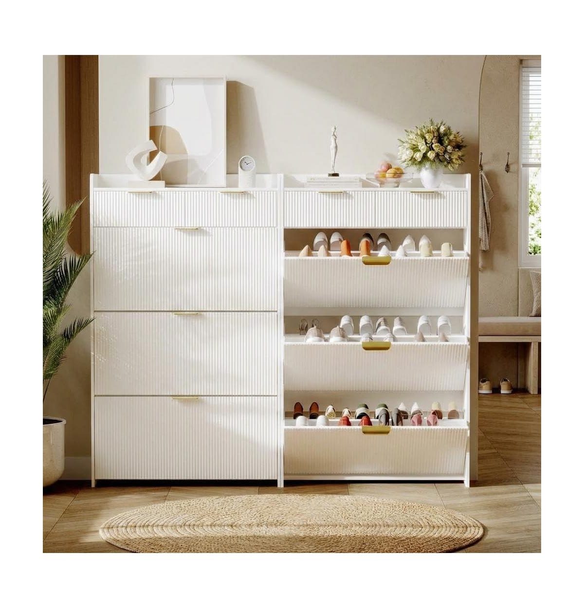 Click here for gaomon Modern Natural Shoe Cabinet with 3 Flip Dra... prices