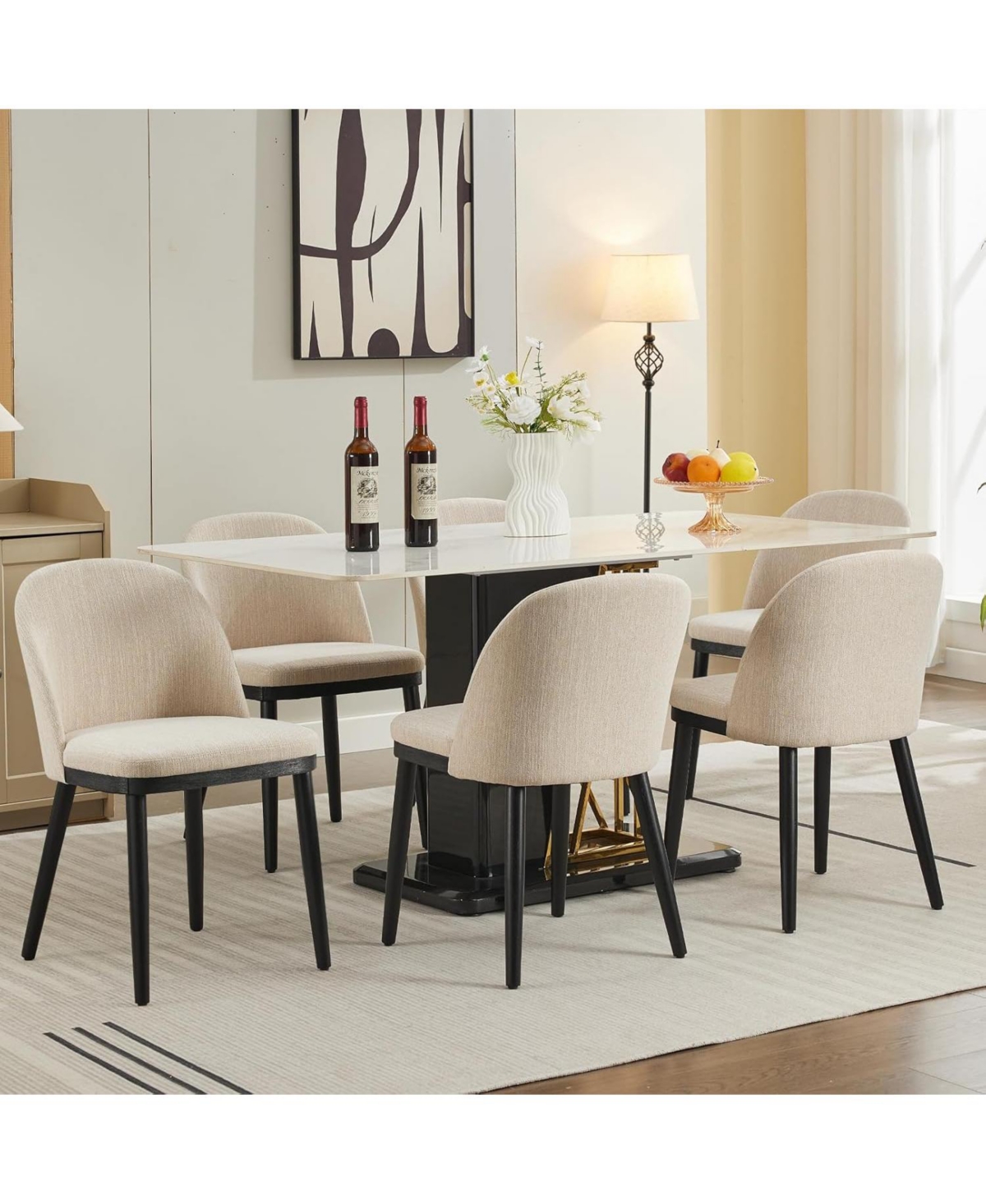 Click here for gaomon Upholstered Dining Chairs Set of 6  Fabric... prices