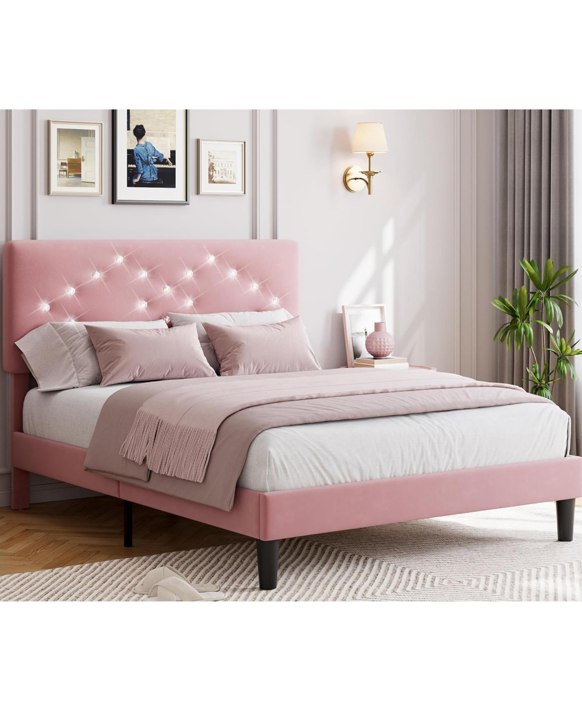 Click here for gaomon Upholstered Bed Frame with Button-Tufted He... prices