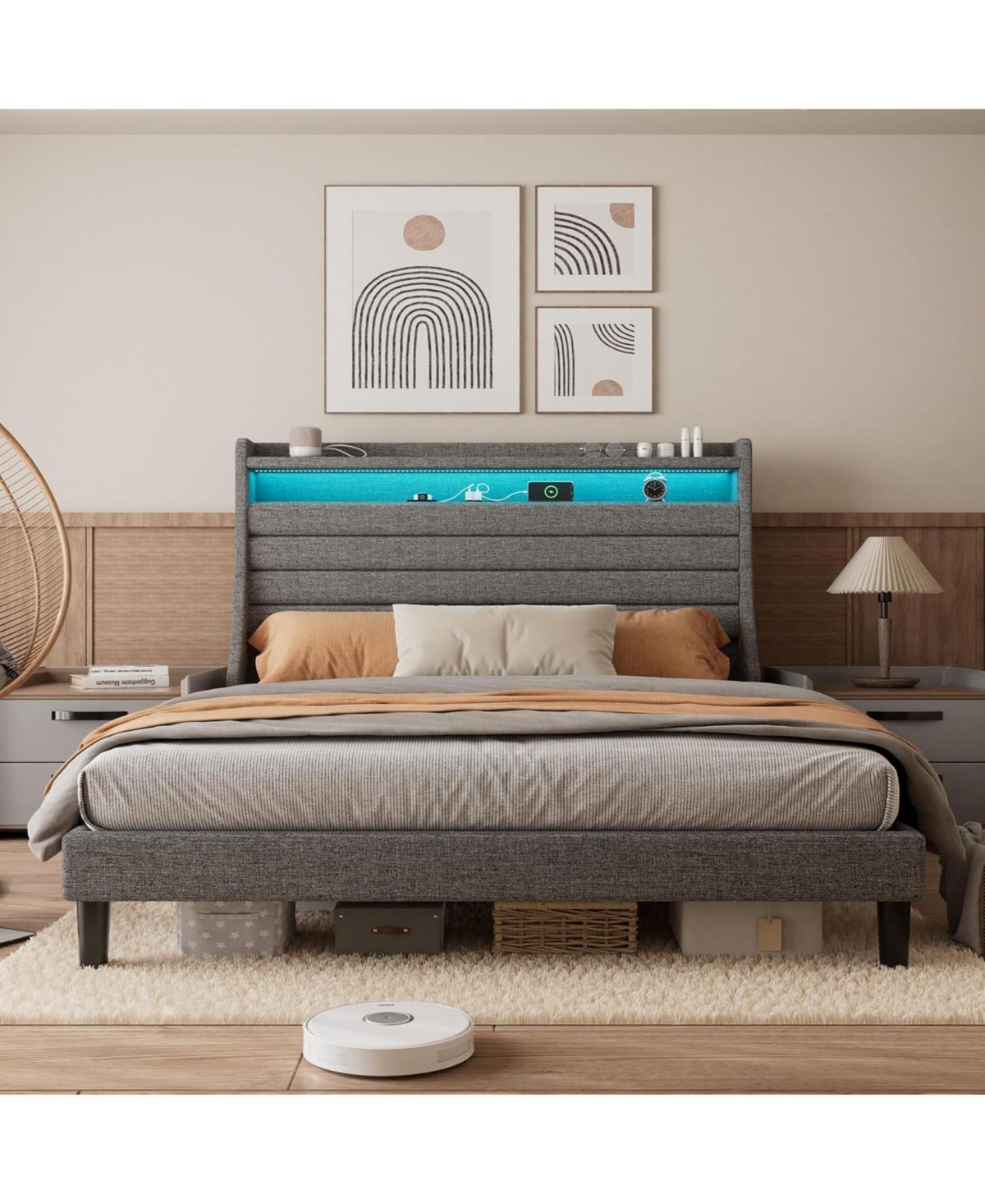 Click here for gaomon Queen Bed Frame  Storage Headboard with Cha... prices