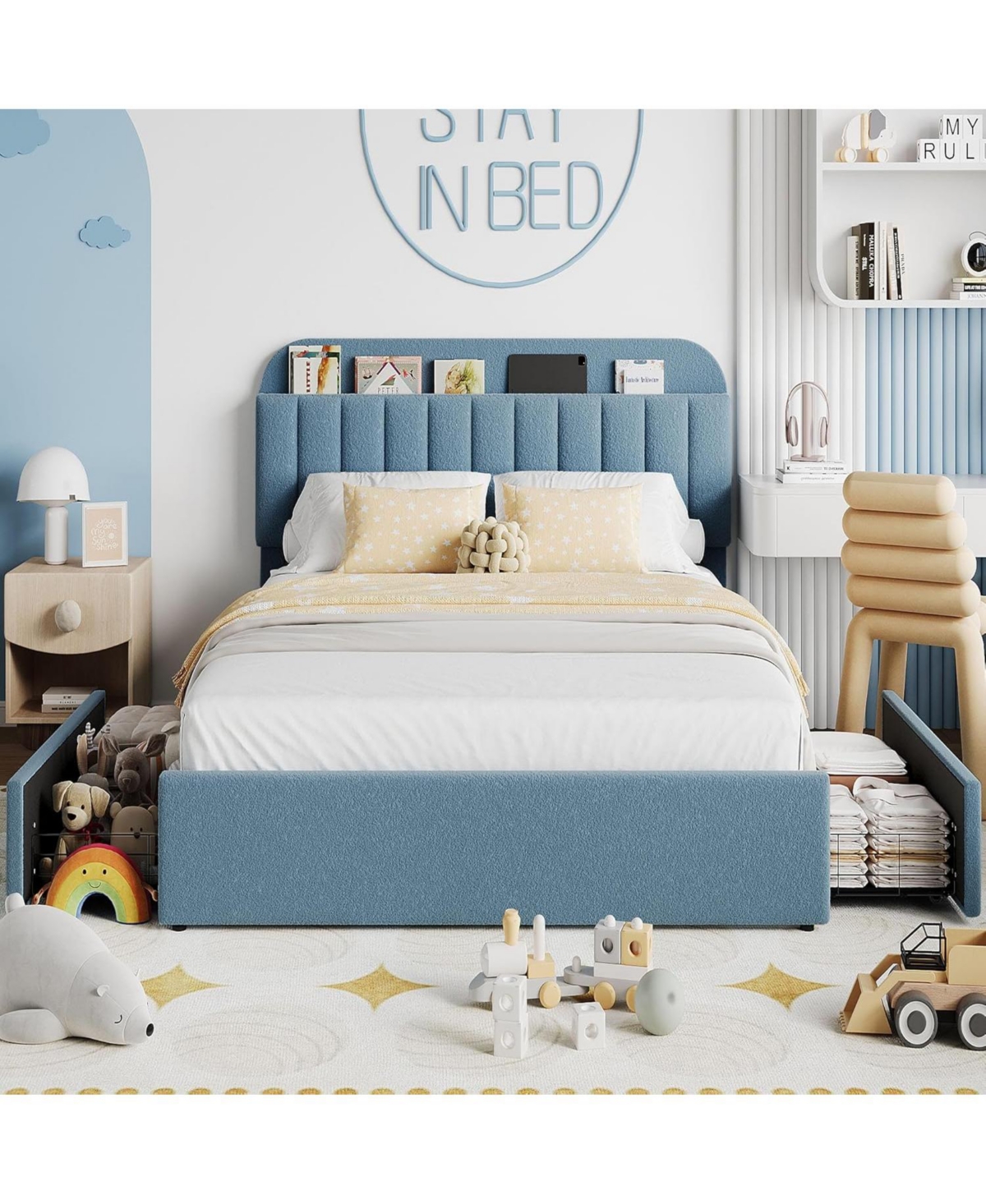 Click here for gaomon Full Bed Frame with Storage Headboard  Kids... prices