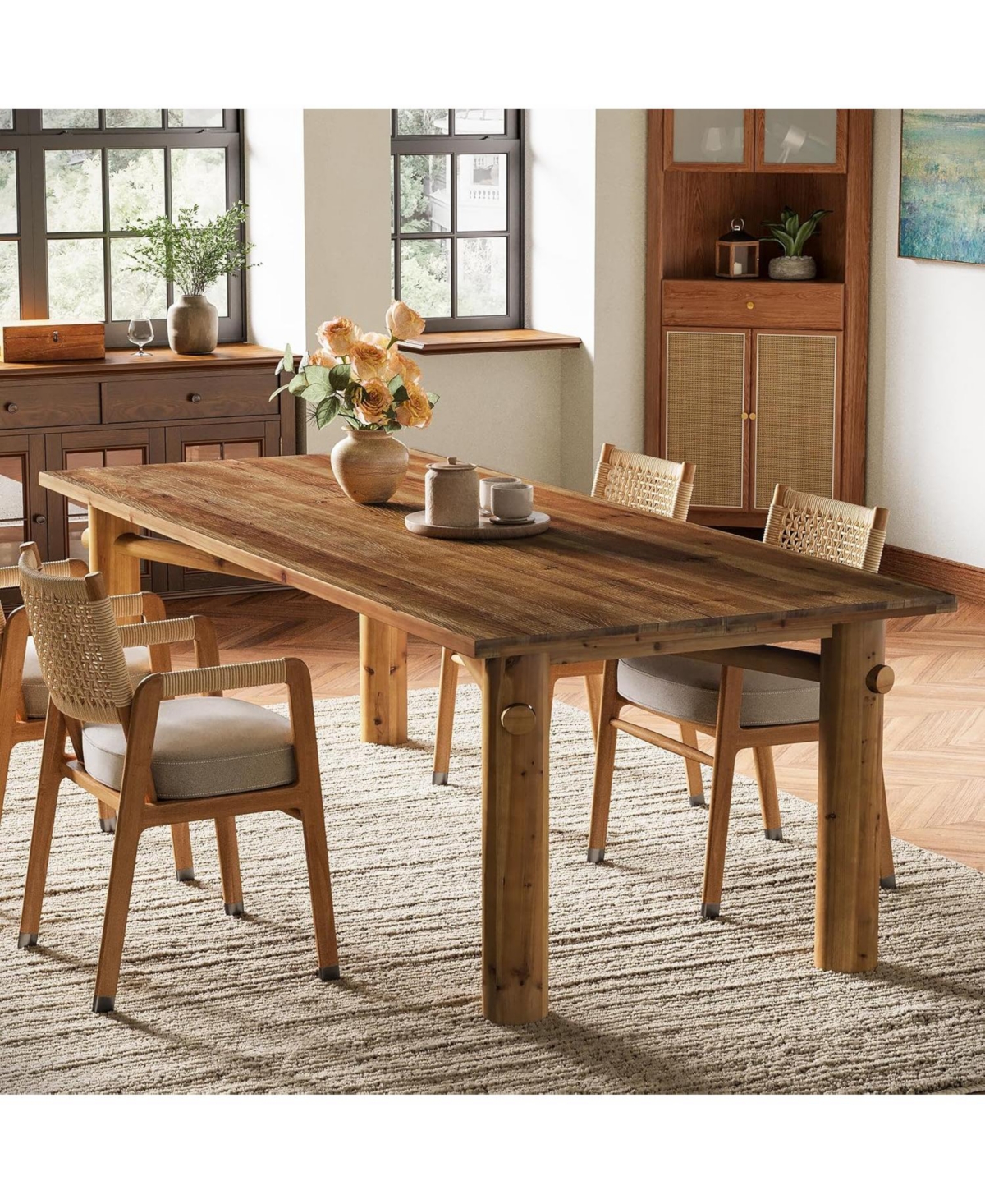 Click here for Tribesigns Solid Wood Dining Table for 6  63-Inch... prices