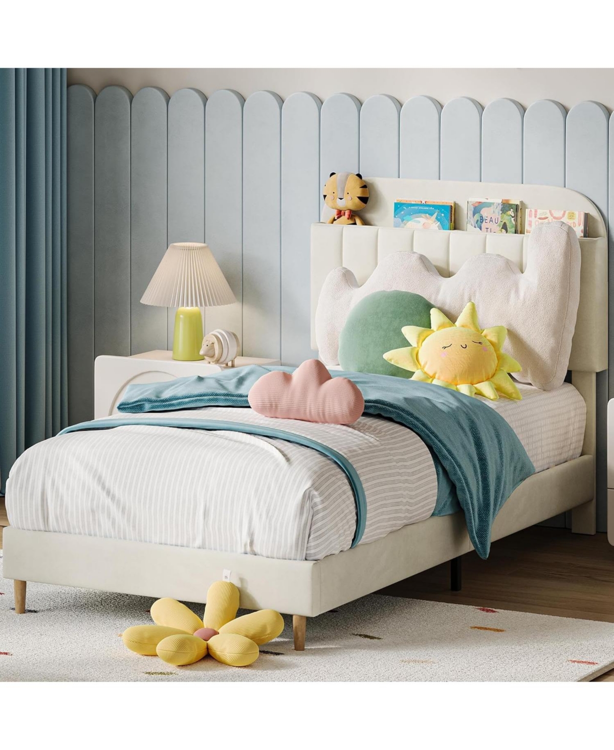 Click here for gaomon Upholstered Platform Bed Frame with Bookcas... prices