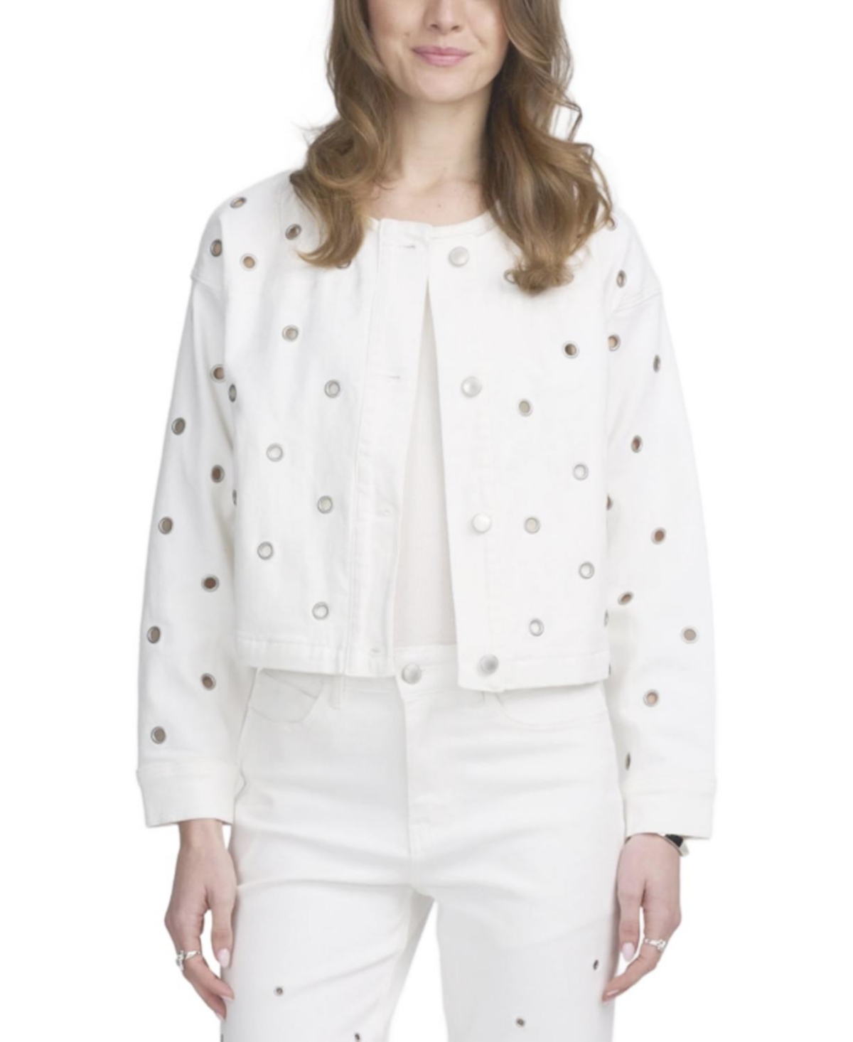 Click here for Elle Collection Womens Grommet Jacket - Ivory prices