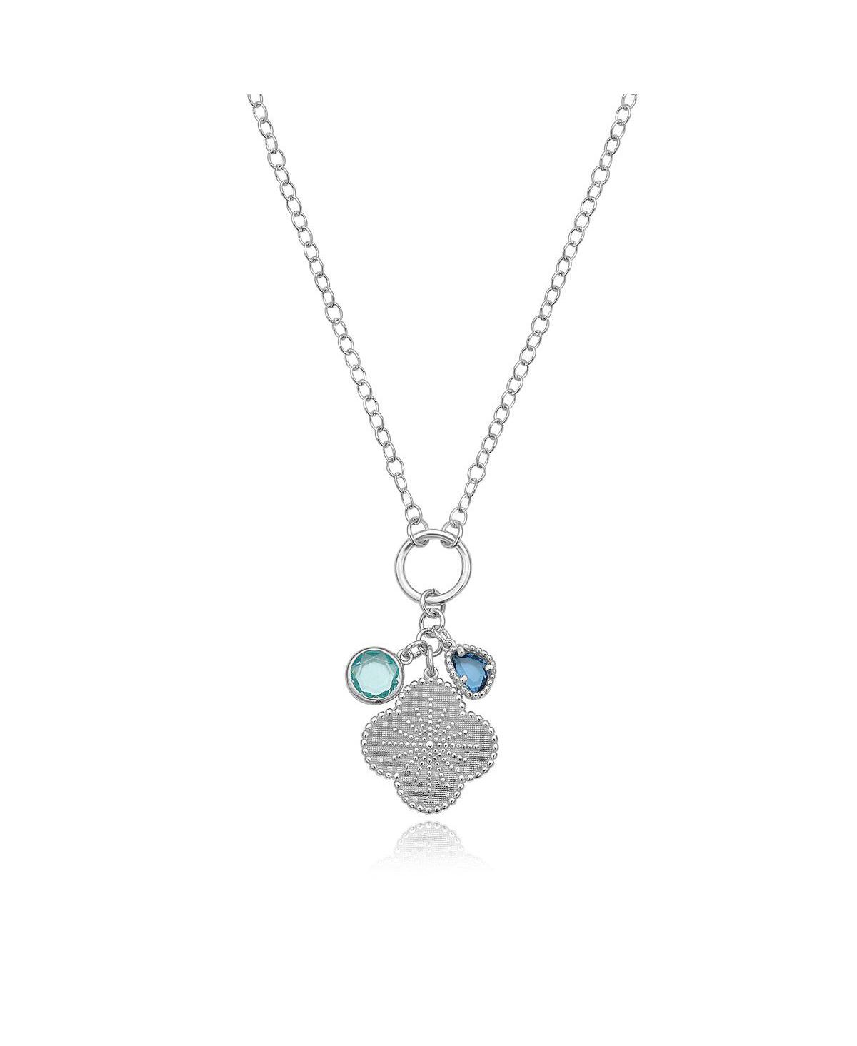 Click here for The Lovery Clover Blue Charm Necklace Sterling Sil... prices