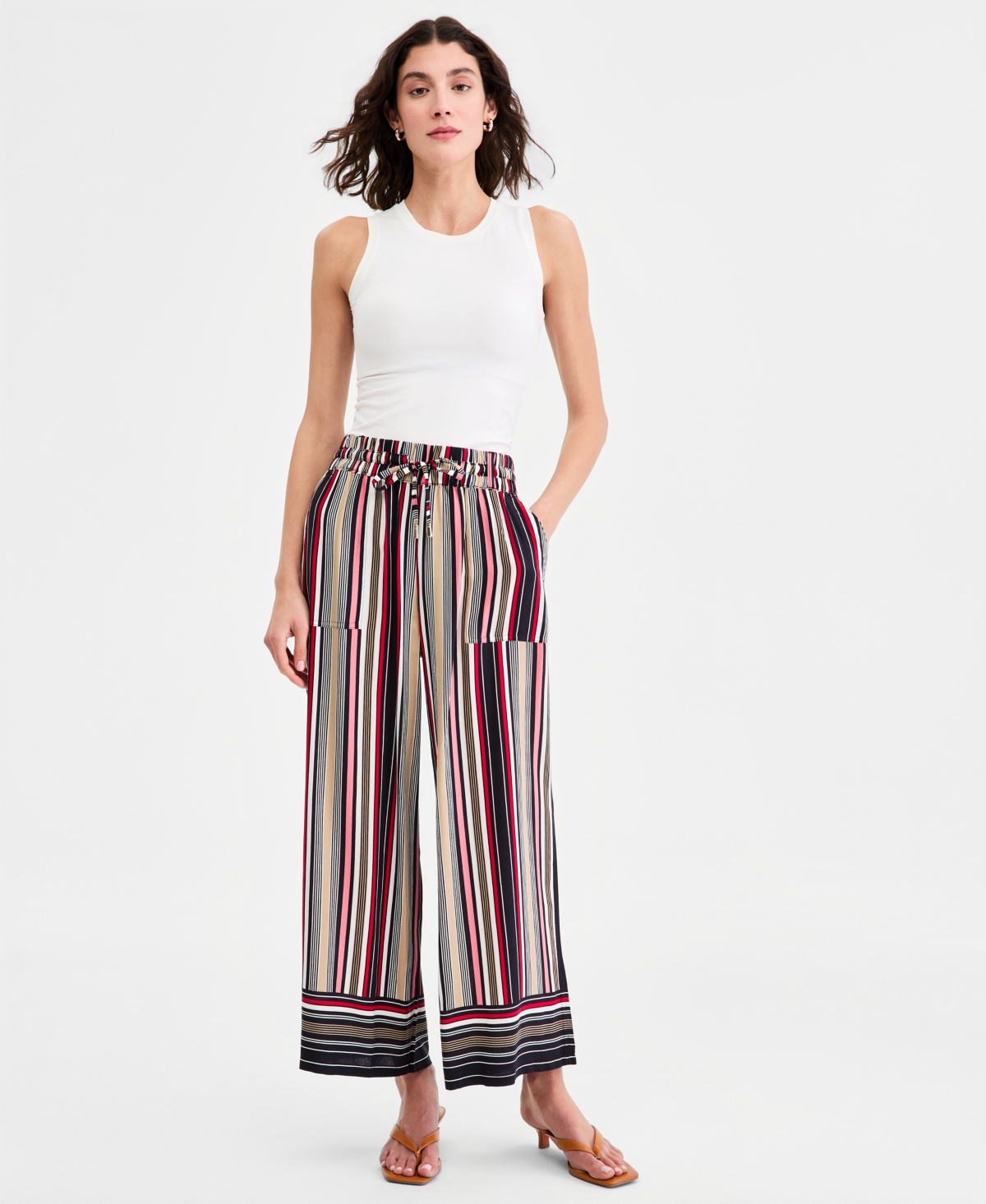 Click here for Nautica Womens Striped Pull-On Pants - Night Sky M... prices