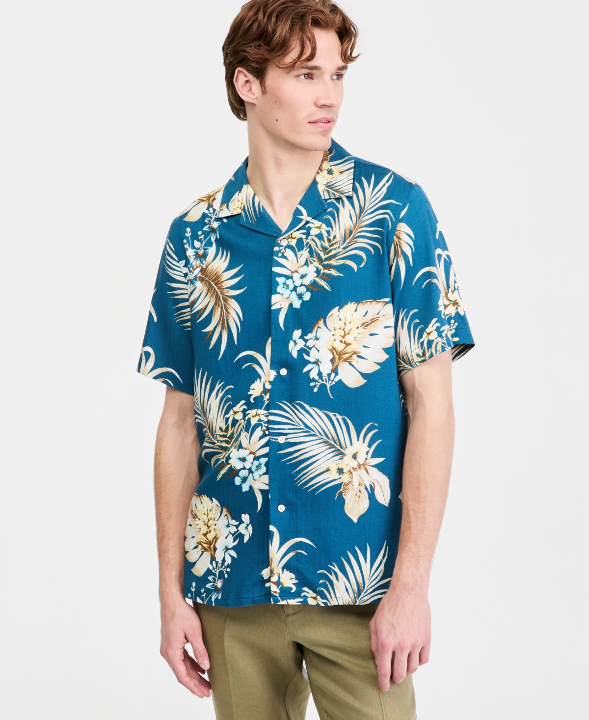 Click here for Club Room Mens Printed Silk-Blend Short Sleeve Shi... prices