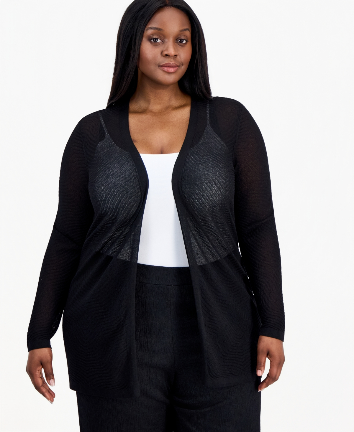 Click here for Anne Klein Plus Size Semi-Sheer Textured-Pattern C... prices