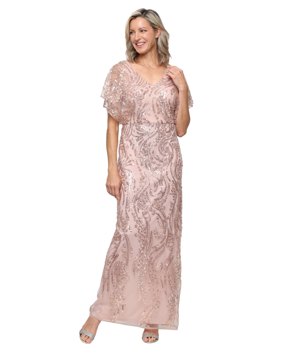 Click here for Alex Evenings Womens Sequin Column Zipper Gown - B... prices