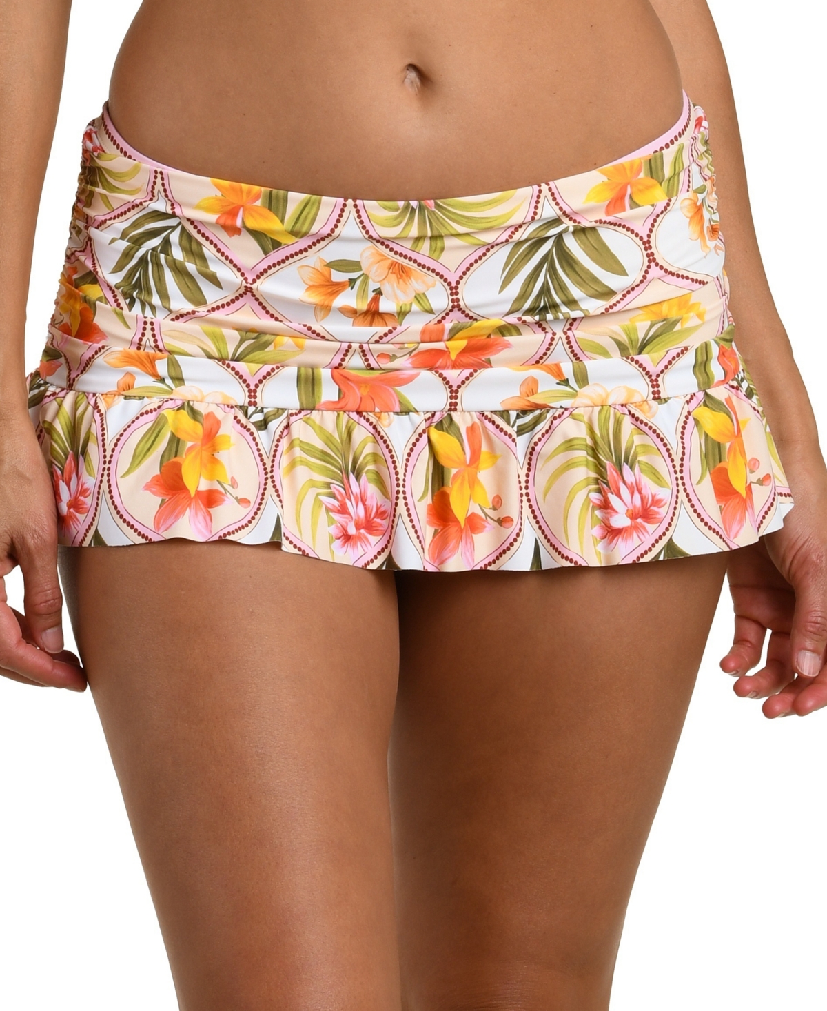 Click here for La Blanca Womens Palm Nouveau Ruffled Skirt - Mult... prices