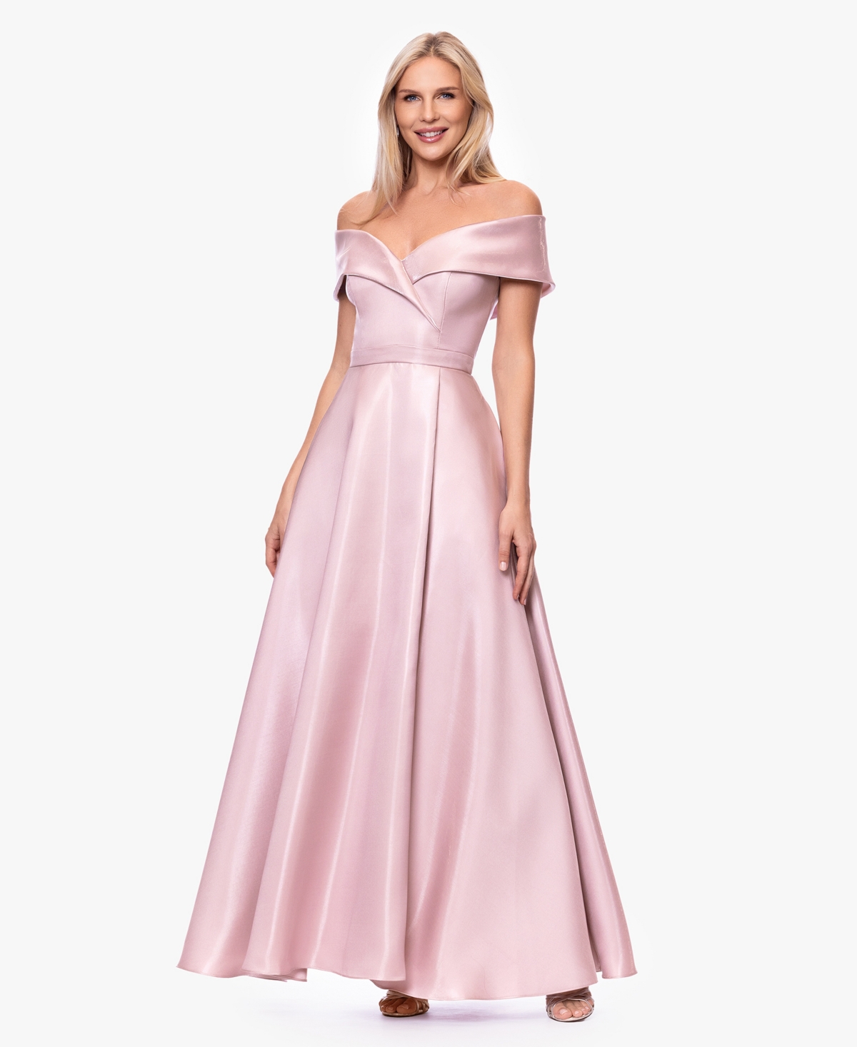 Click here for Xscape Womens Off-The-Shoulder Ball Gown - Rose prices