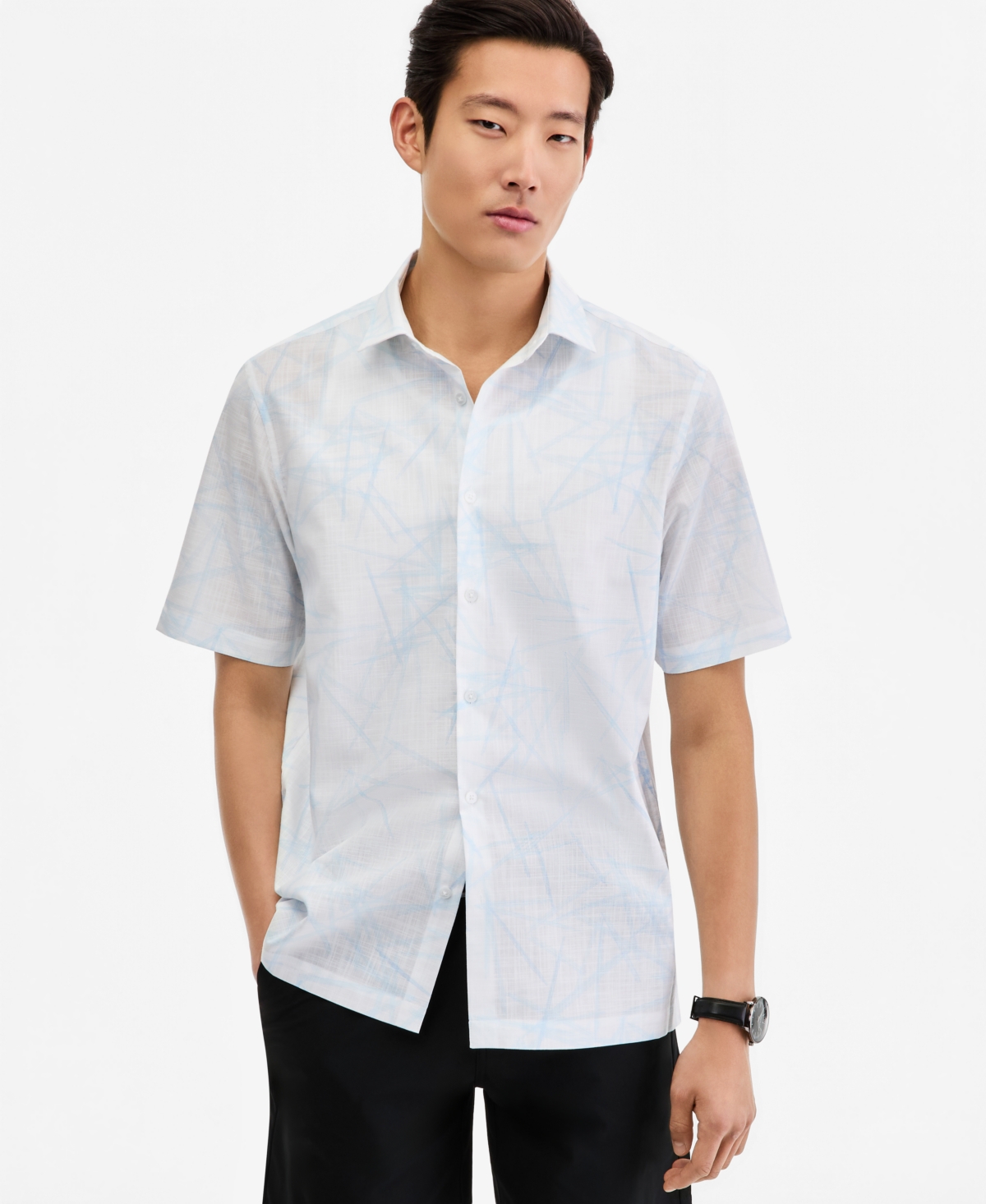 Click here for Alfani Mens Danny Abstract Print Short-Sleeve Butt... prices