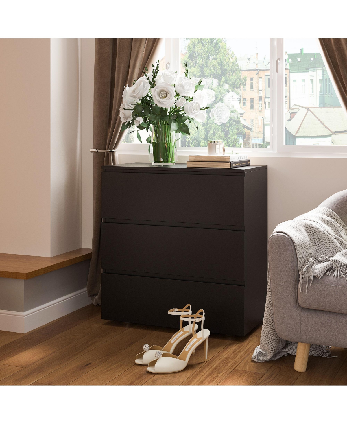 Click here for Homsee Nightstand with 3 Drawers Bedside table Che... prices