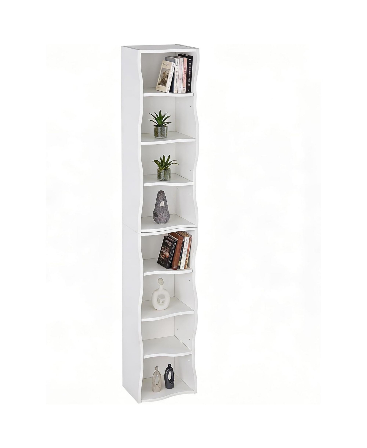 Click here for Rainsken 8-Tier Tall Narrow Bookshelf - A Wavy Bor... prices