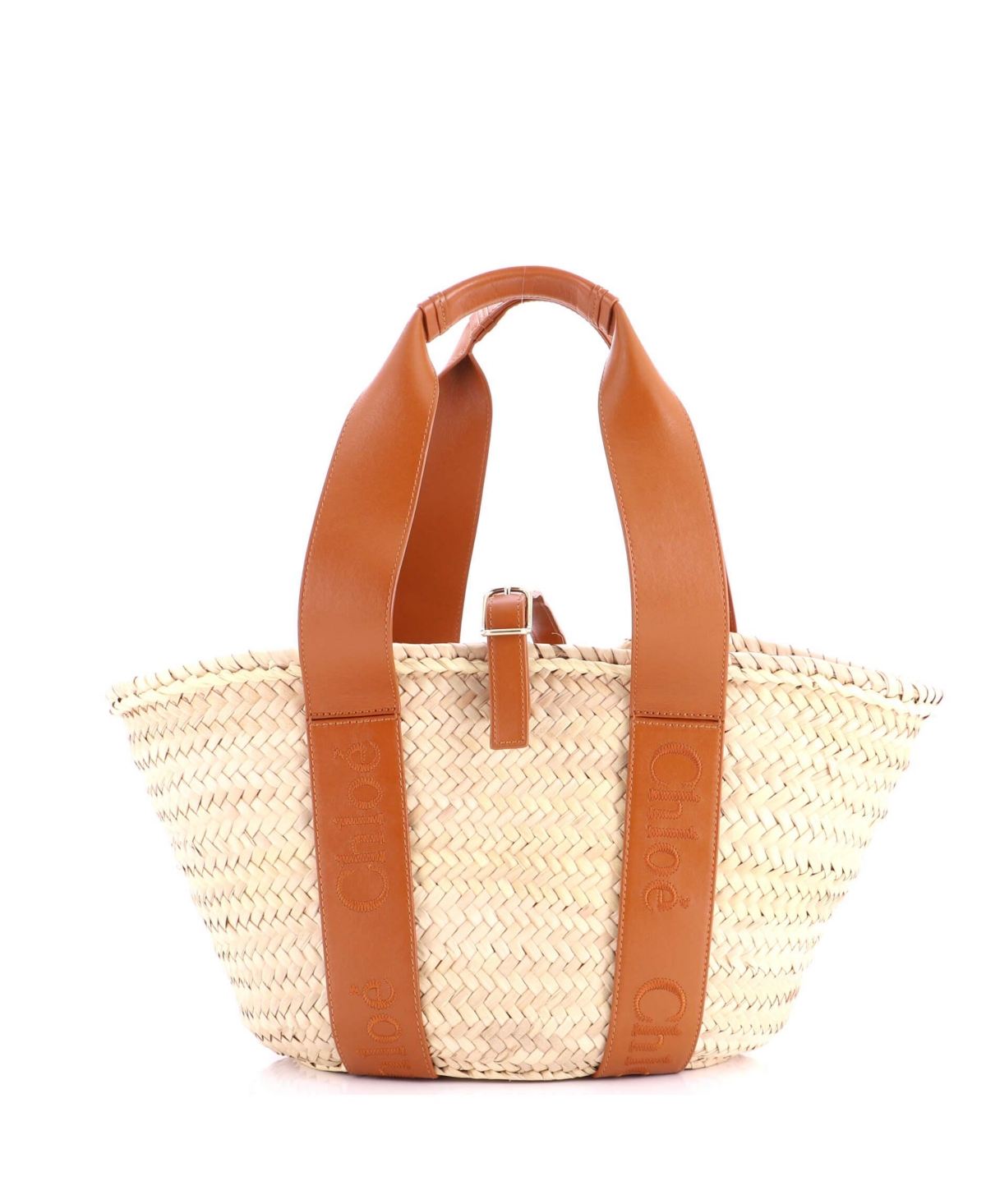Click here for Pre-Owned Chloe Medium Sense Basket Tote Raffia wi... prices