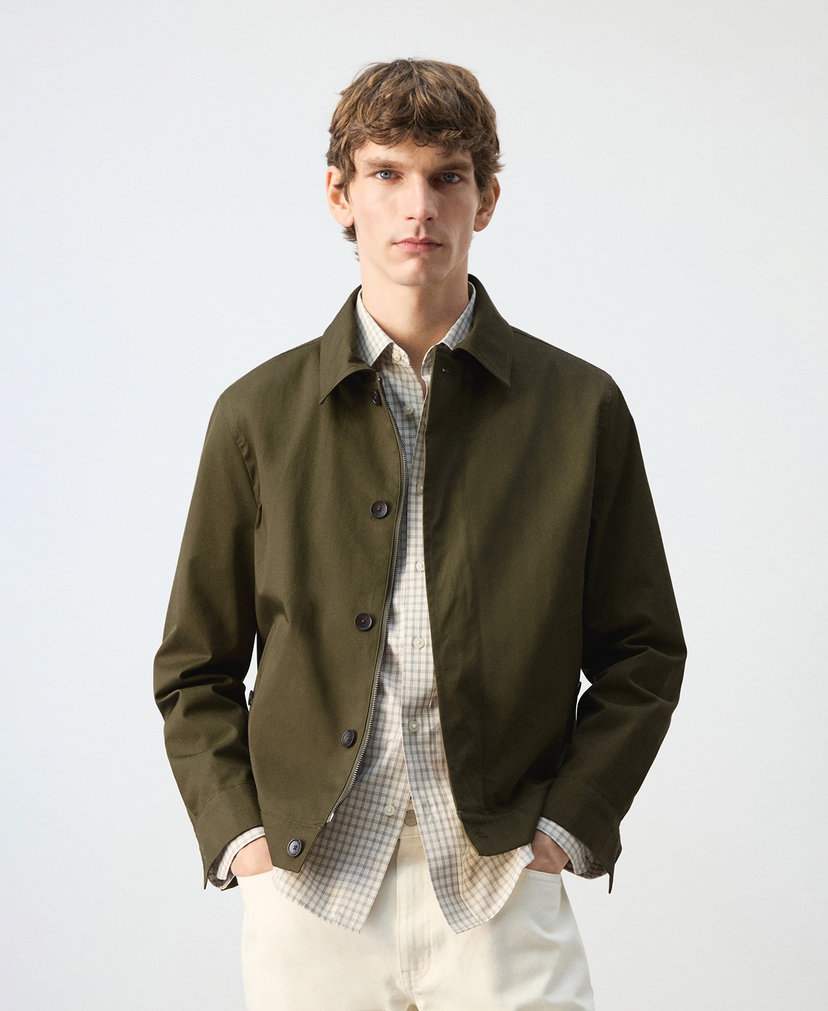 Click here for Mango Mens Zipper Water-Repellent Jacket - Olive G... prices