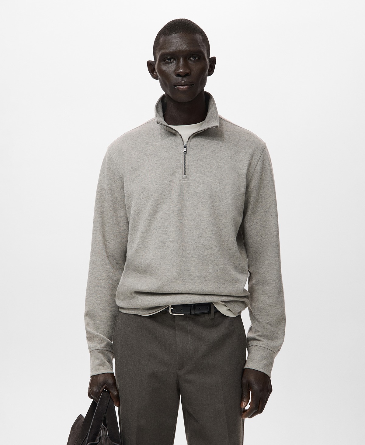 Click here for Mango Mens Regular-Fit Zipper-Neck Sweatshirt - Me... prices