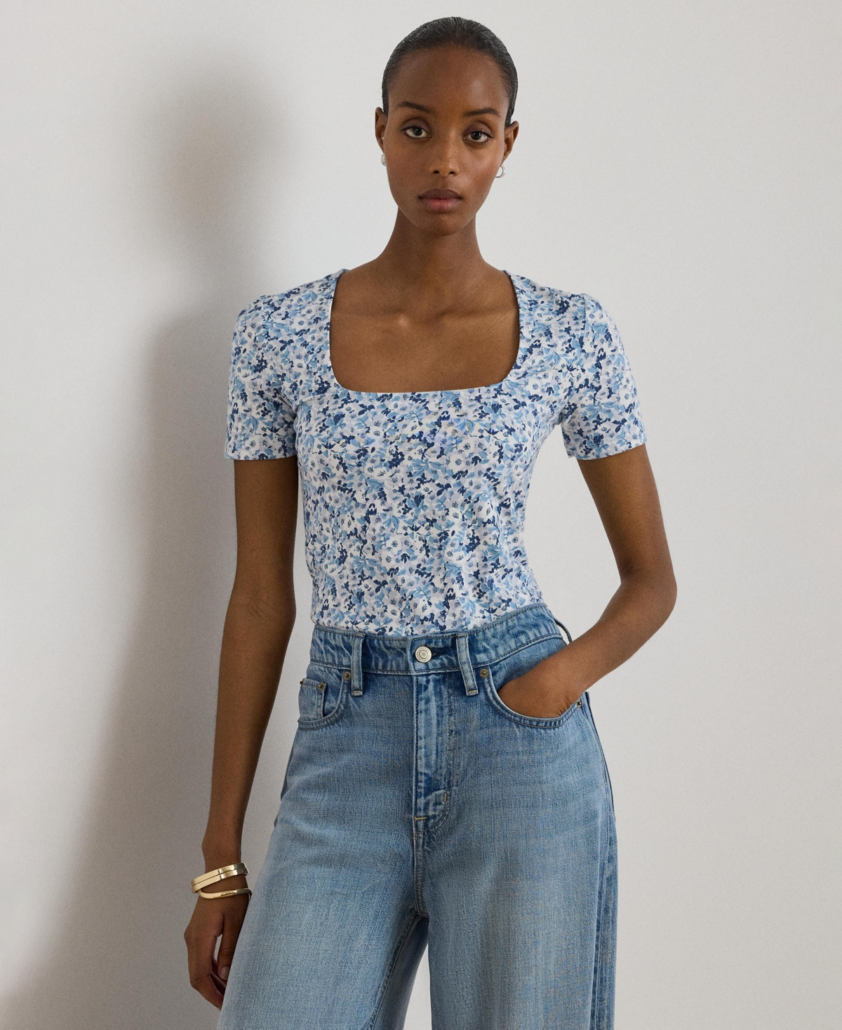 Click here for Lauren Ralph Lauren Womens Square Neck Top - White... prices