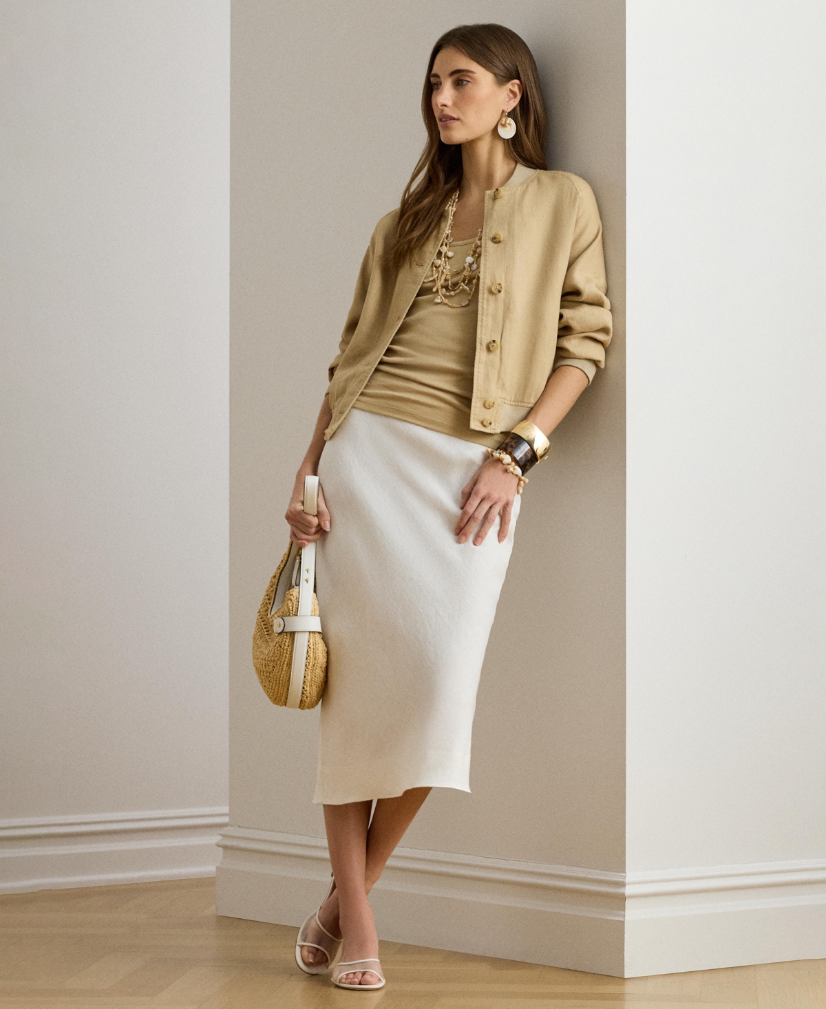 Click here for Lauren Ralph Lauren Womens Midi Pencil Skirt - Whi... prices