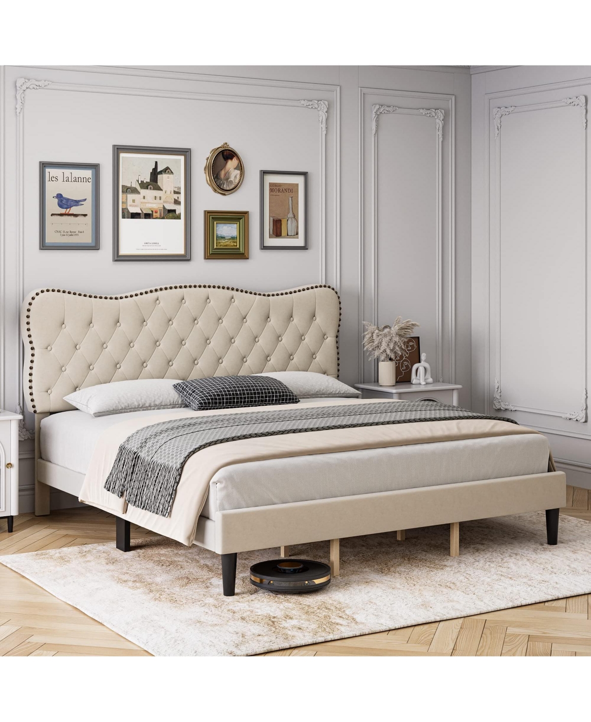 Click here for gaomon Linen Upholstered Bed Frame  Modern Platfor... prices