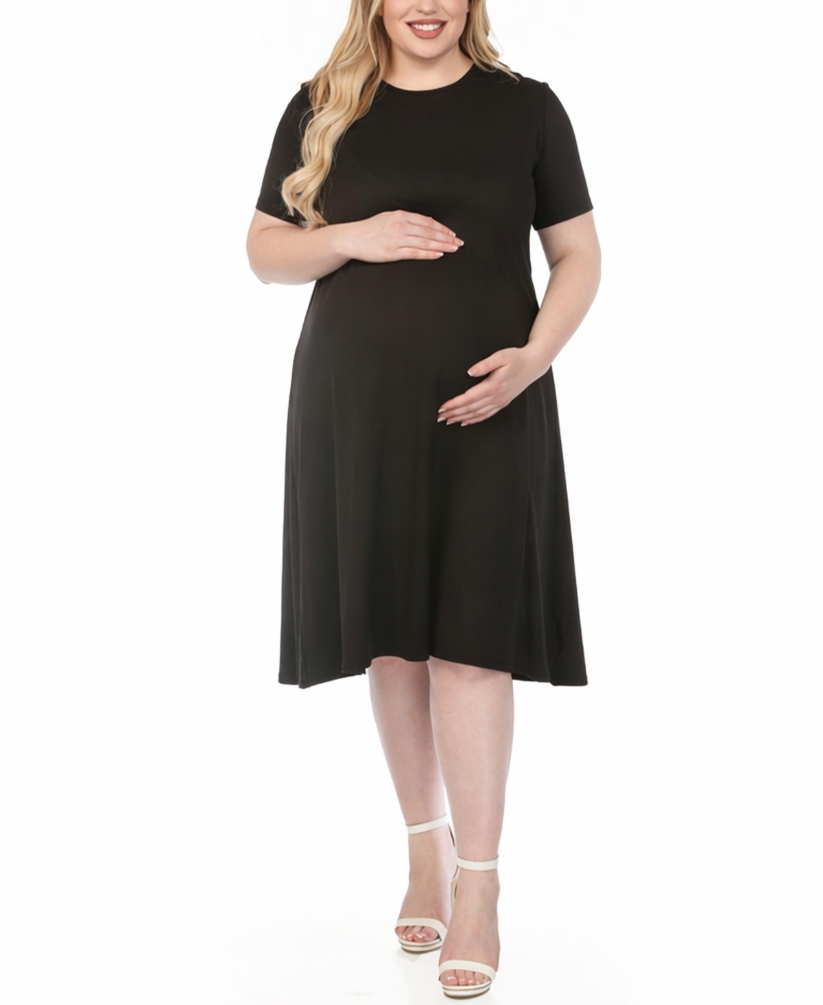 Click here for White Mark Plus Size Short-Sleeve Midi A-Line Dres... prices