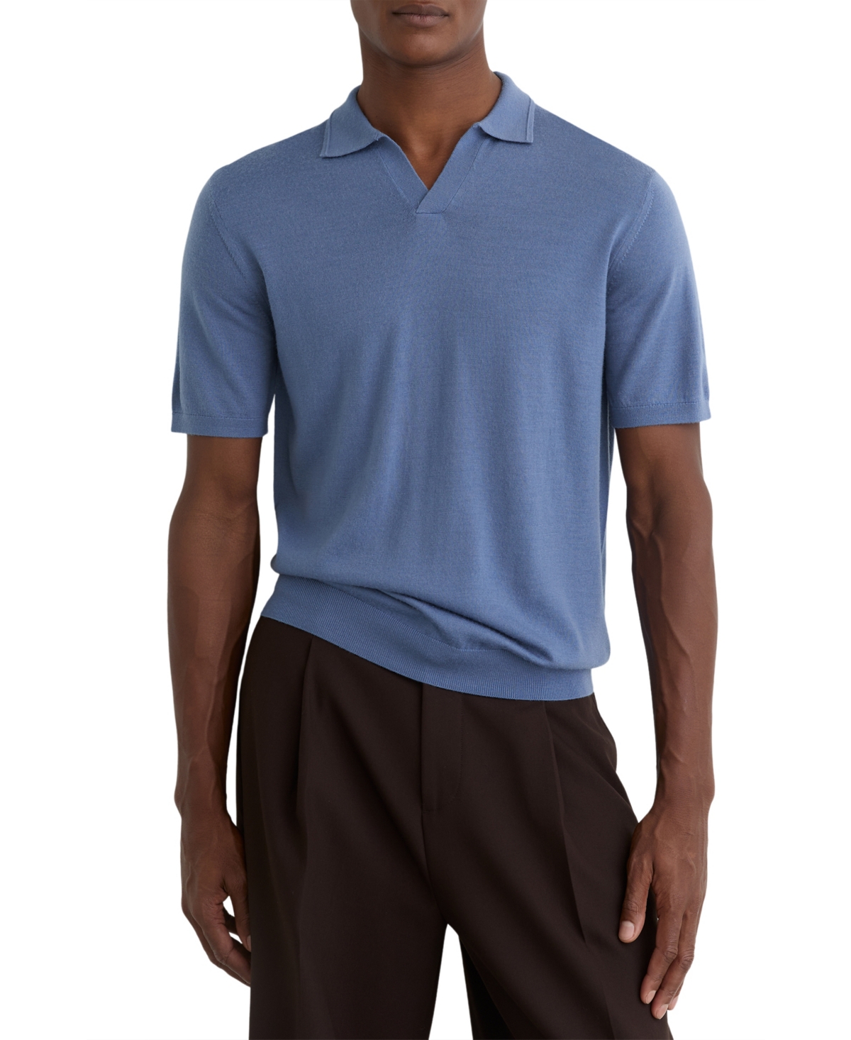 Click here for Reiss Mens Merino Wool Open-Collar Polo Shirt - No... prices