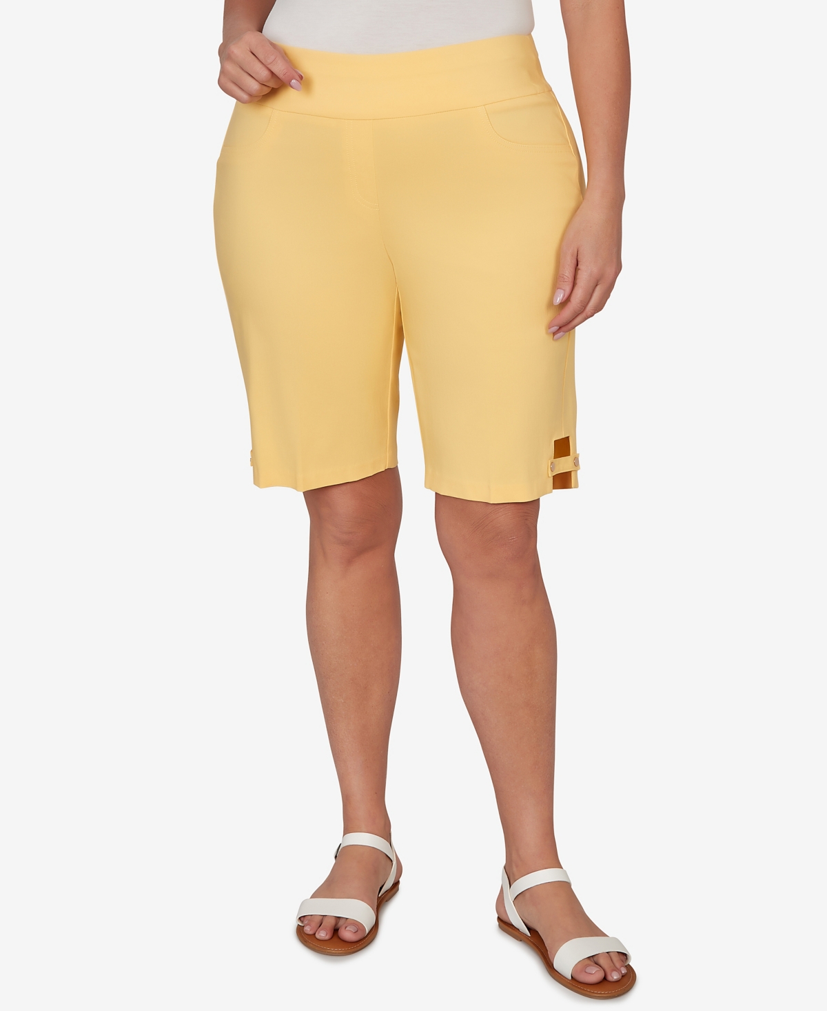 Click here for Hearts Of Palm Plus Size Solid Tech Stretch Bermud... prices