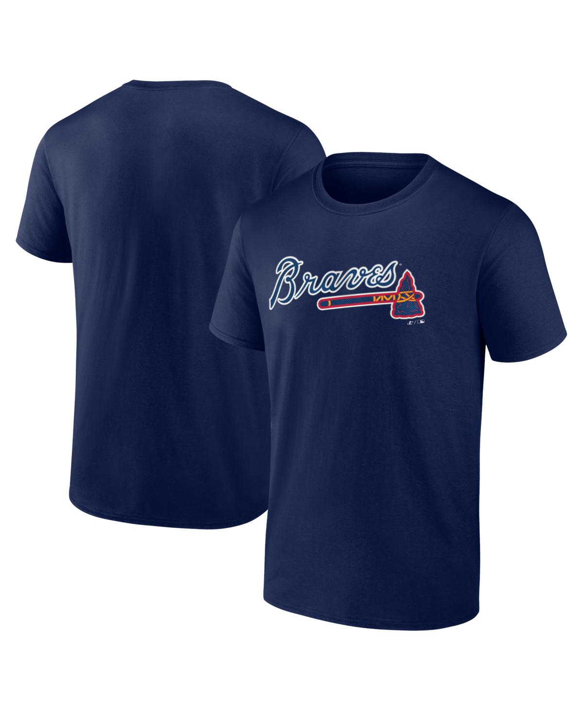 Click here for Logo Athletic Mens Navy Atlanta Braves Wordmark T-... prices