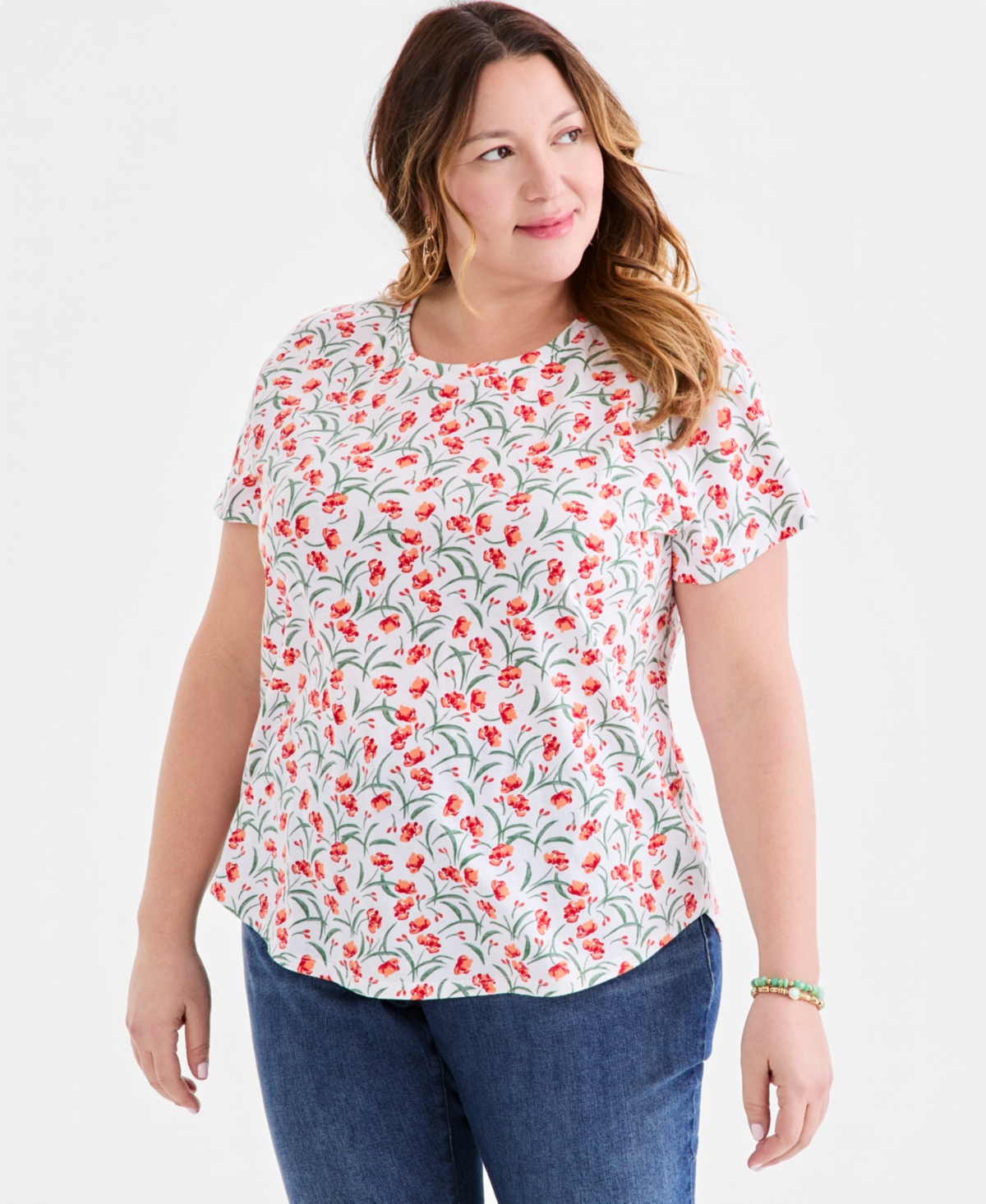 Click here for Style & Co Plus Size Printed Short-Sleeve Crewneck... prices