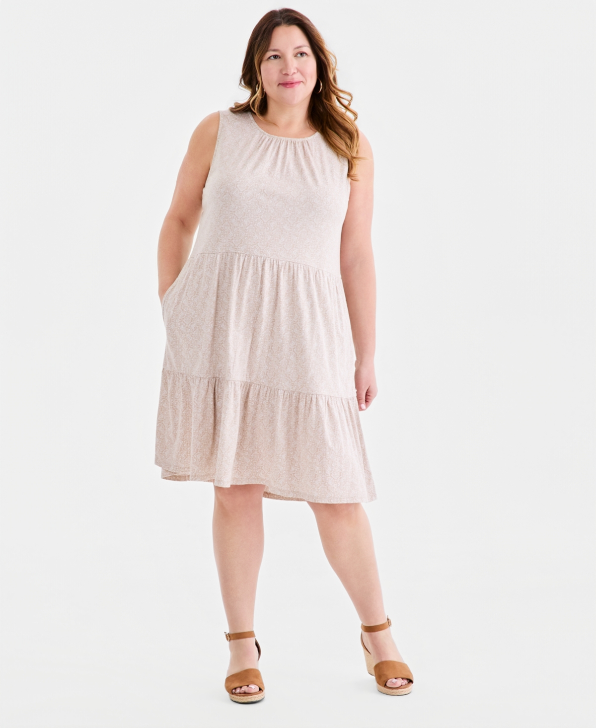 Click here for Style & Co Plus Size Sleeveless Tiered Tank Dress... prices