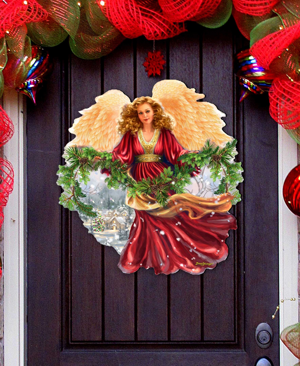 Click here for Designocracy Snowfall Angel Holiday Door Decor - M... prices