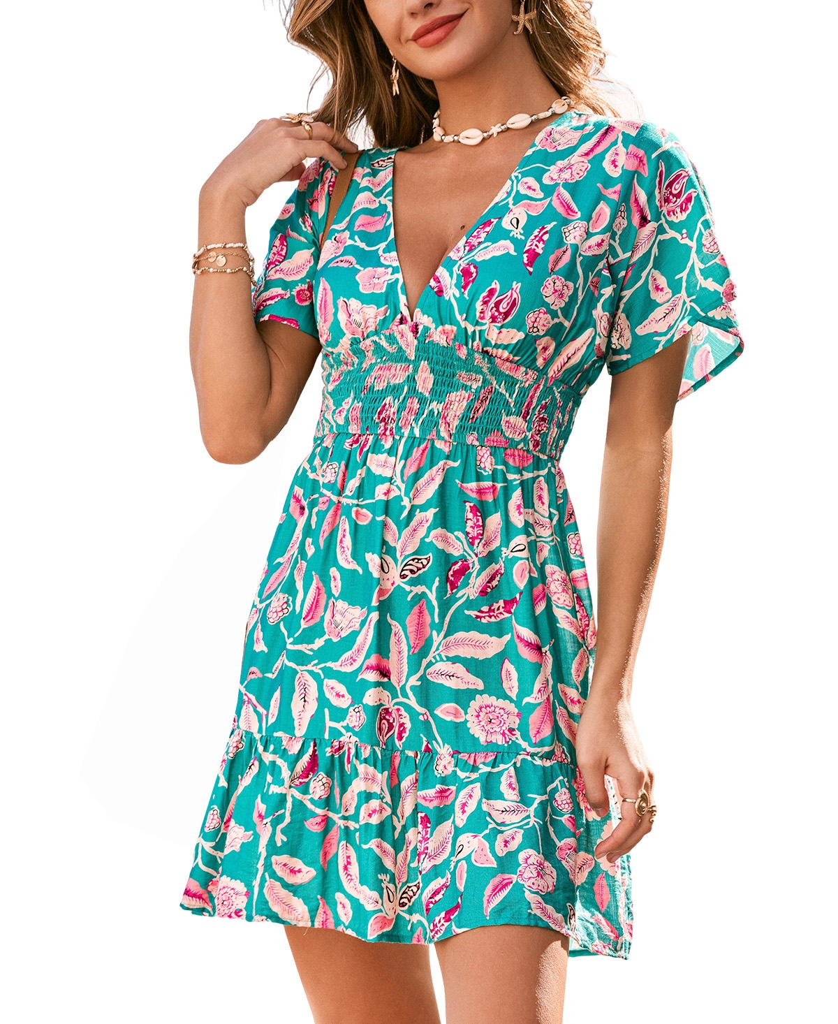 Click here for Cupshe Womens Palm Vacay Tropical Mini Beach Dress... prices