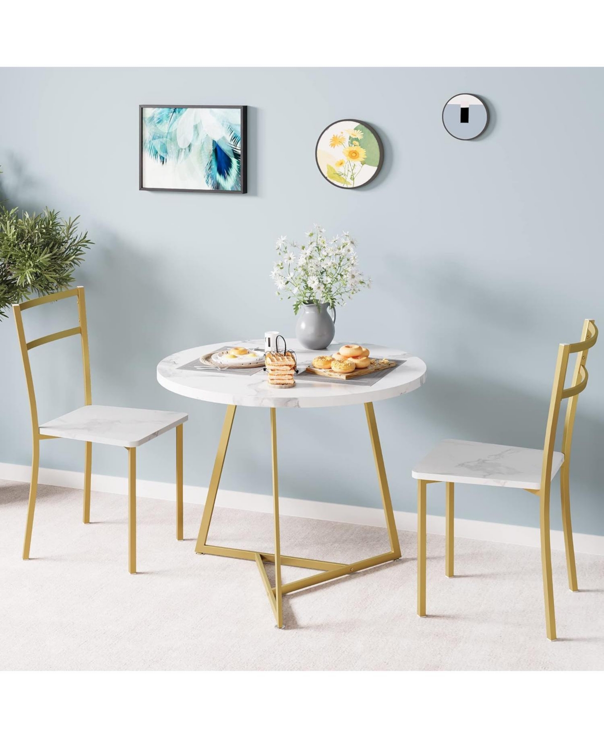 Click here for Gaomon 3-Piece Round Dining Set for 2  Table with... prices