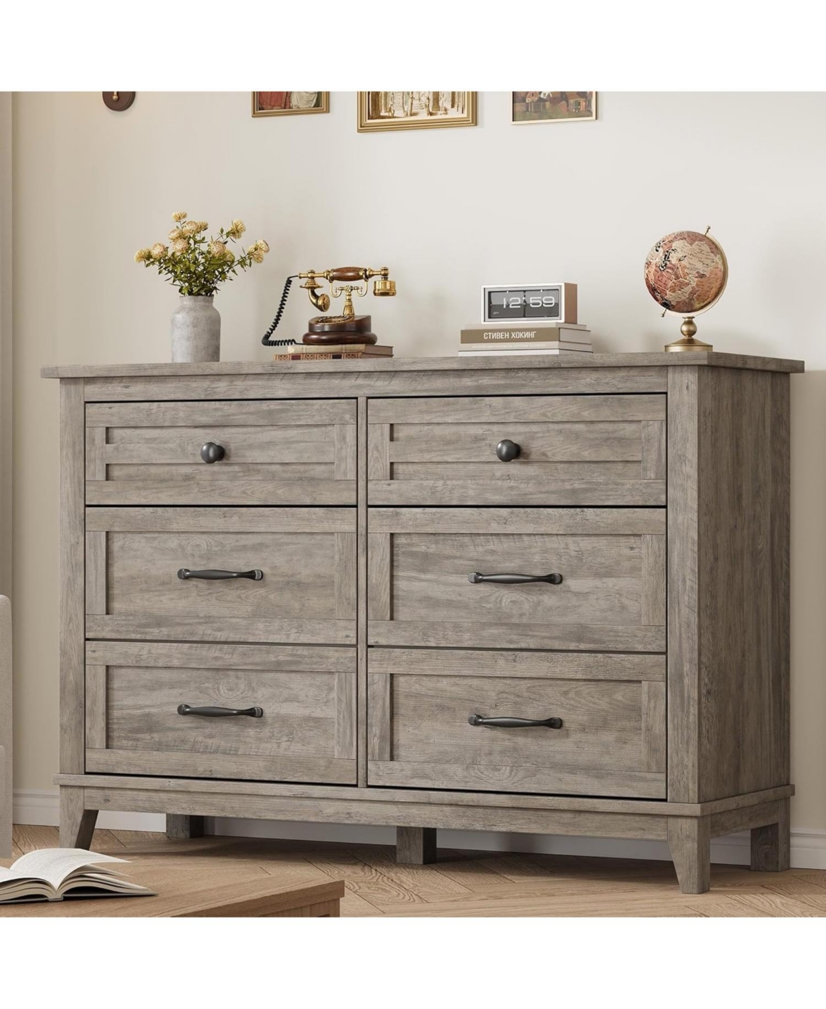 Click here for Gaomon 6-Drawer Black Bedroom Dresser  47" Wi... prices