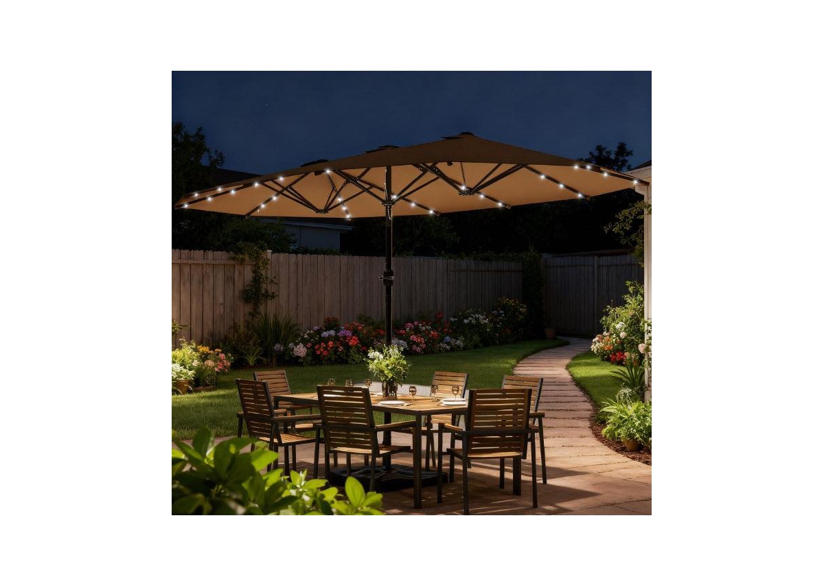 Click here for Clihome with Base Patio Parasol with Led Solar - K... prices