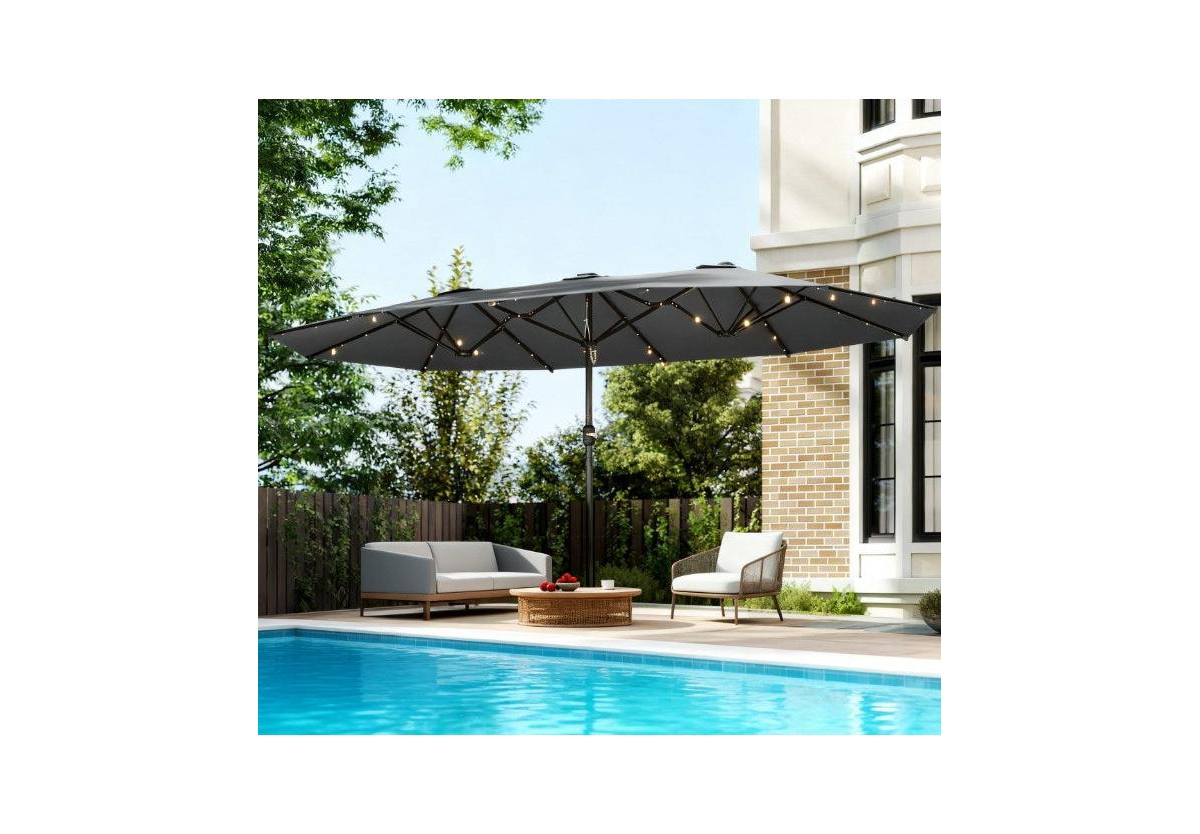 Click here for Clihome with Base Patio Parasol with Led Solar - G... prices