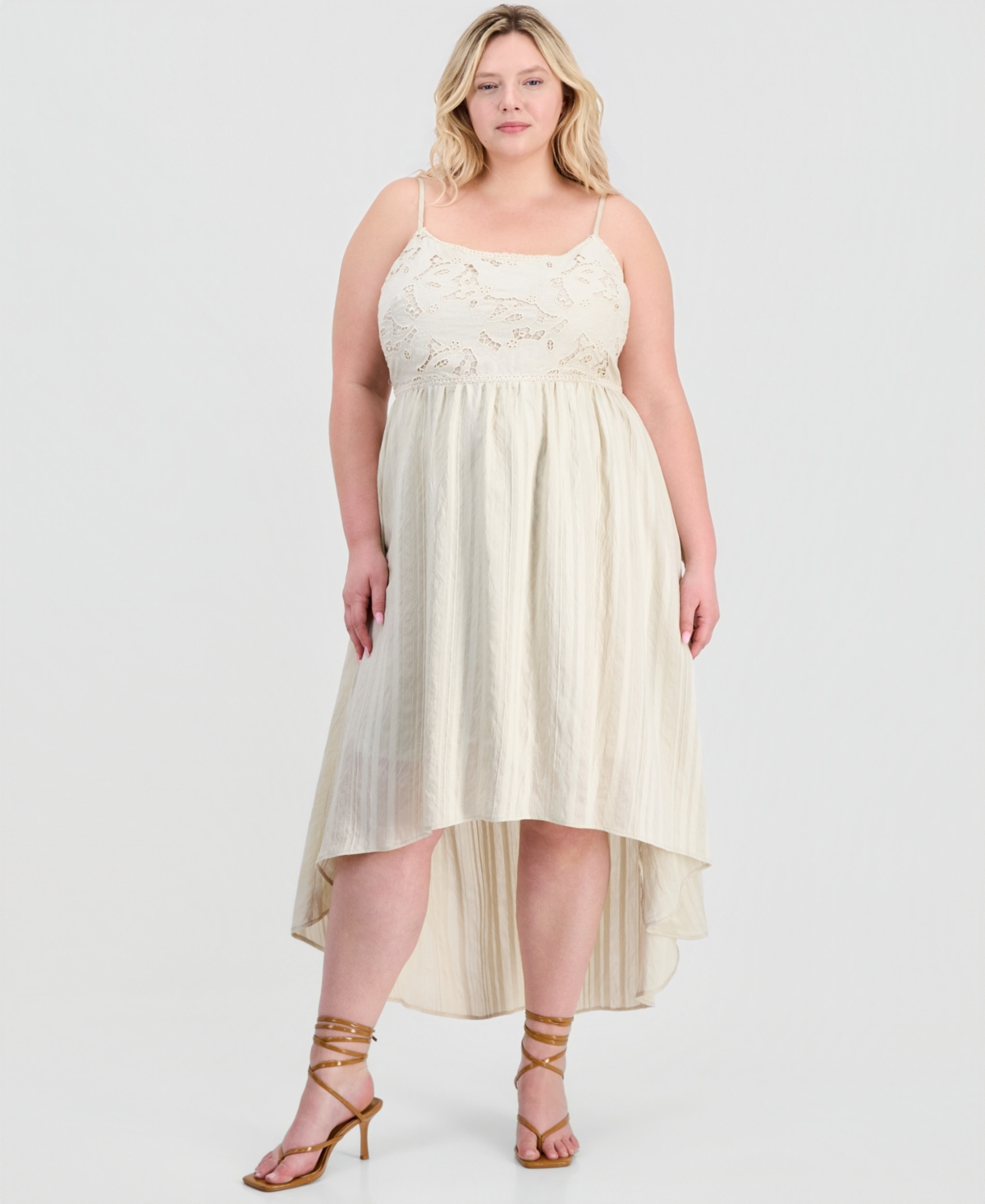 Click here for And Now This Trendy Plus Size Lace-Trim Striped Mi... prices