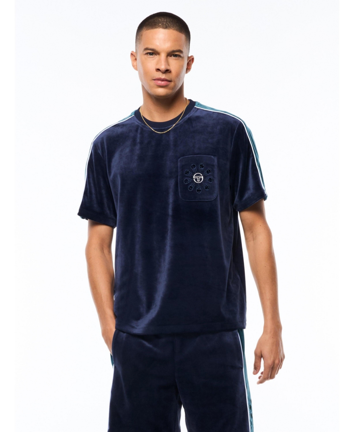 Click here for Sergio Tacchini Mens Cresta Velour Pocket T-shirt... prices