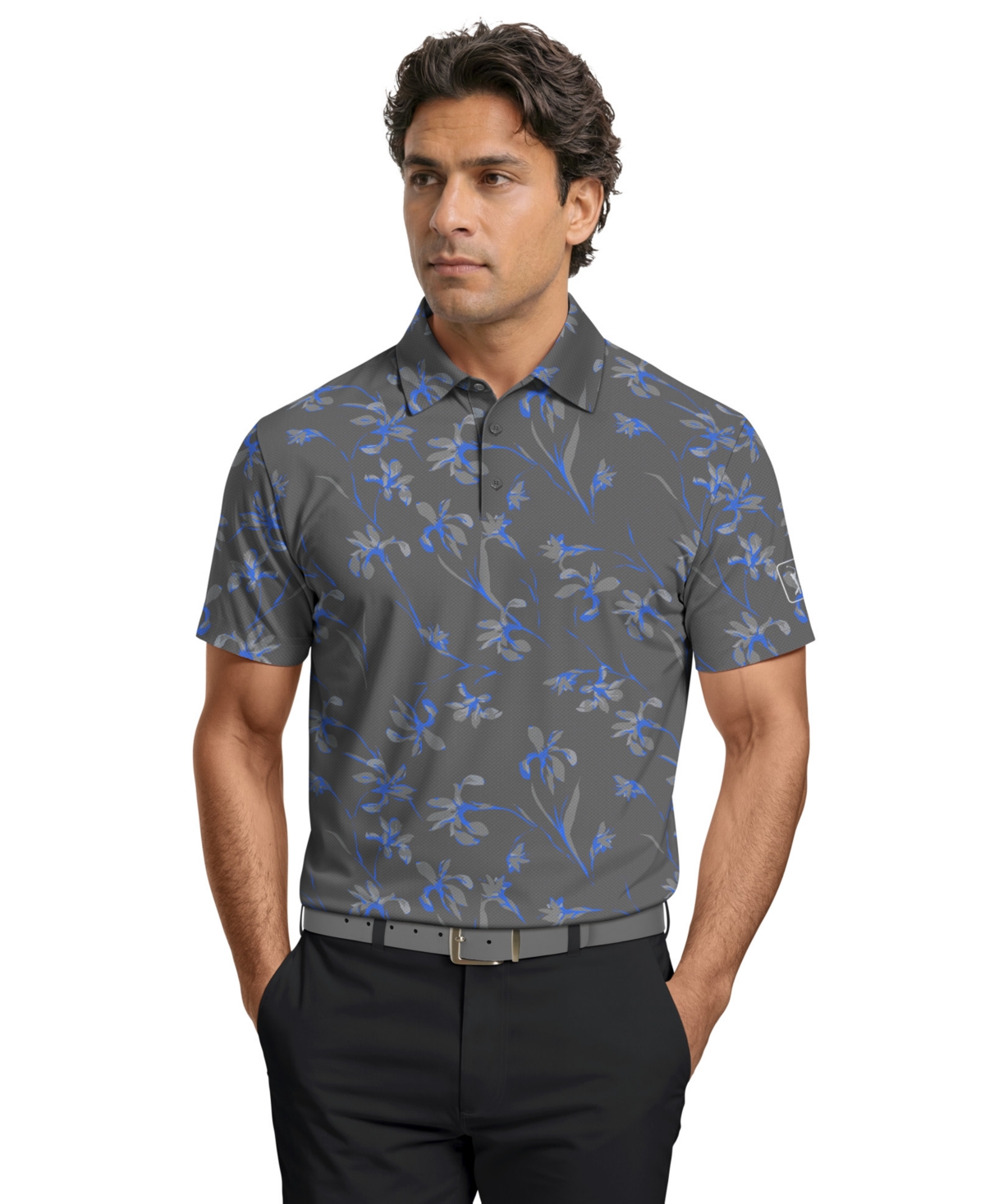 Click here for Pga Tour Mens Energized Floral Print Golf Polo Shi... prices
