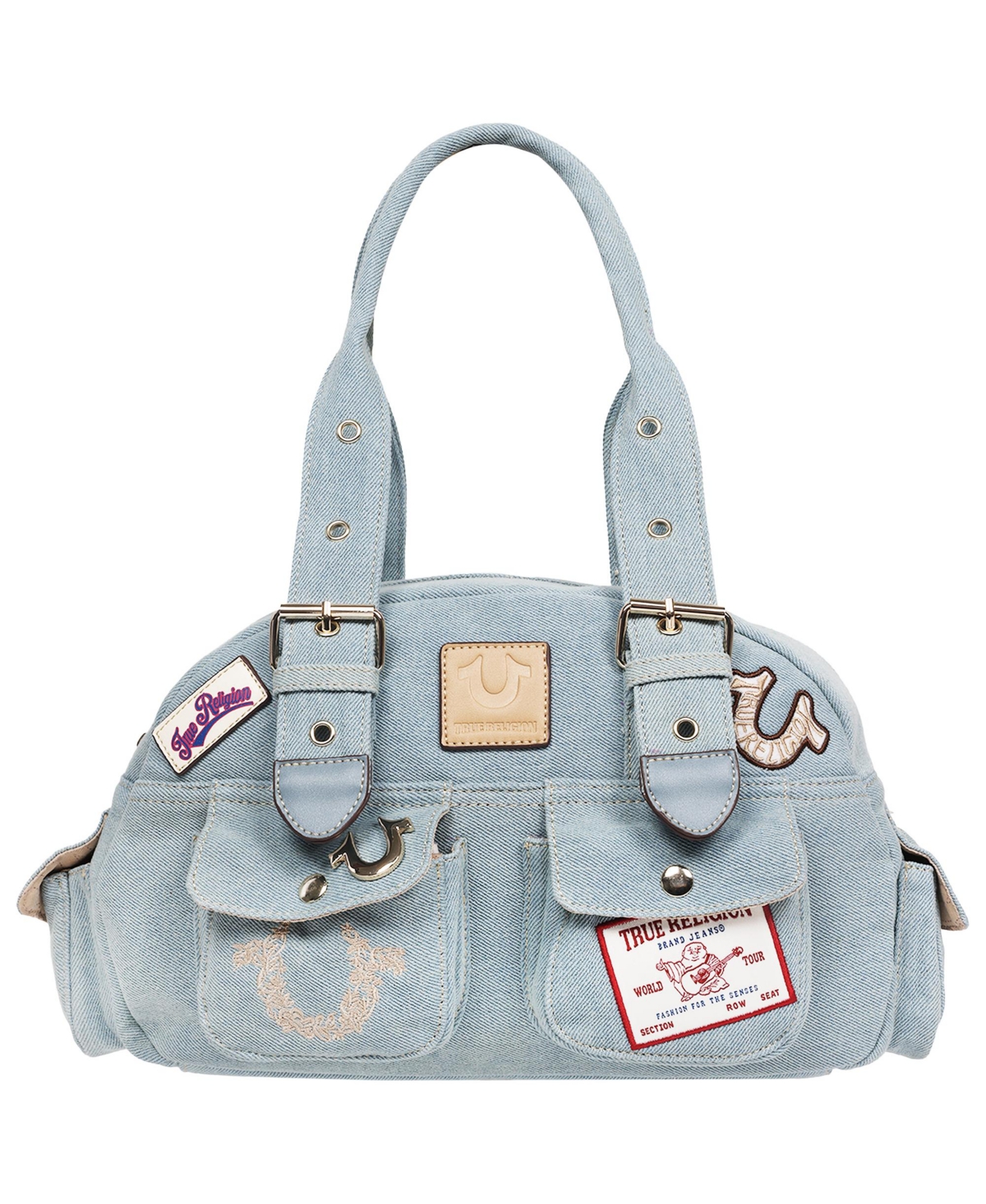 Click here for True Religion Multi-Patch Denim Satchel - Denim prices