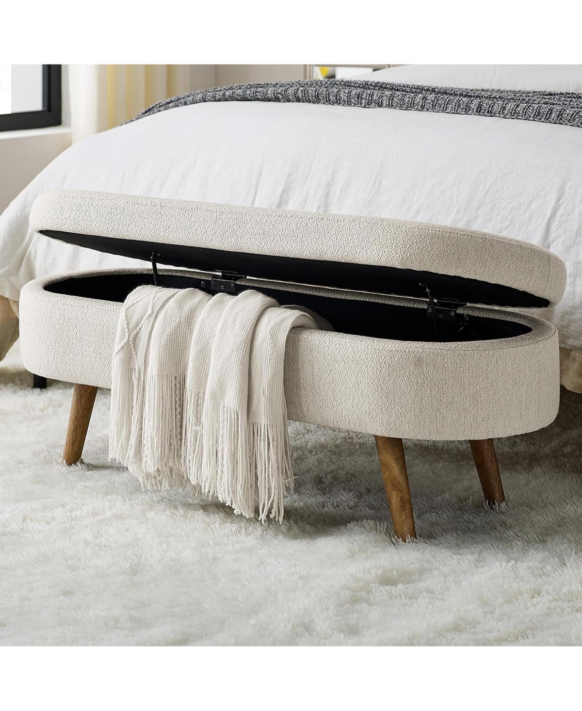 Click here for Rainsken Oval Storage Ottoman Bench - Upholstered... prices