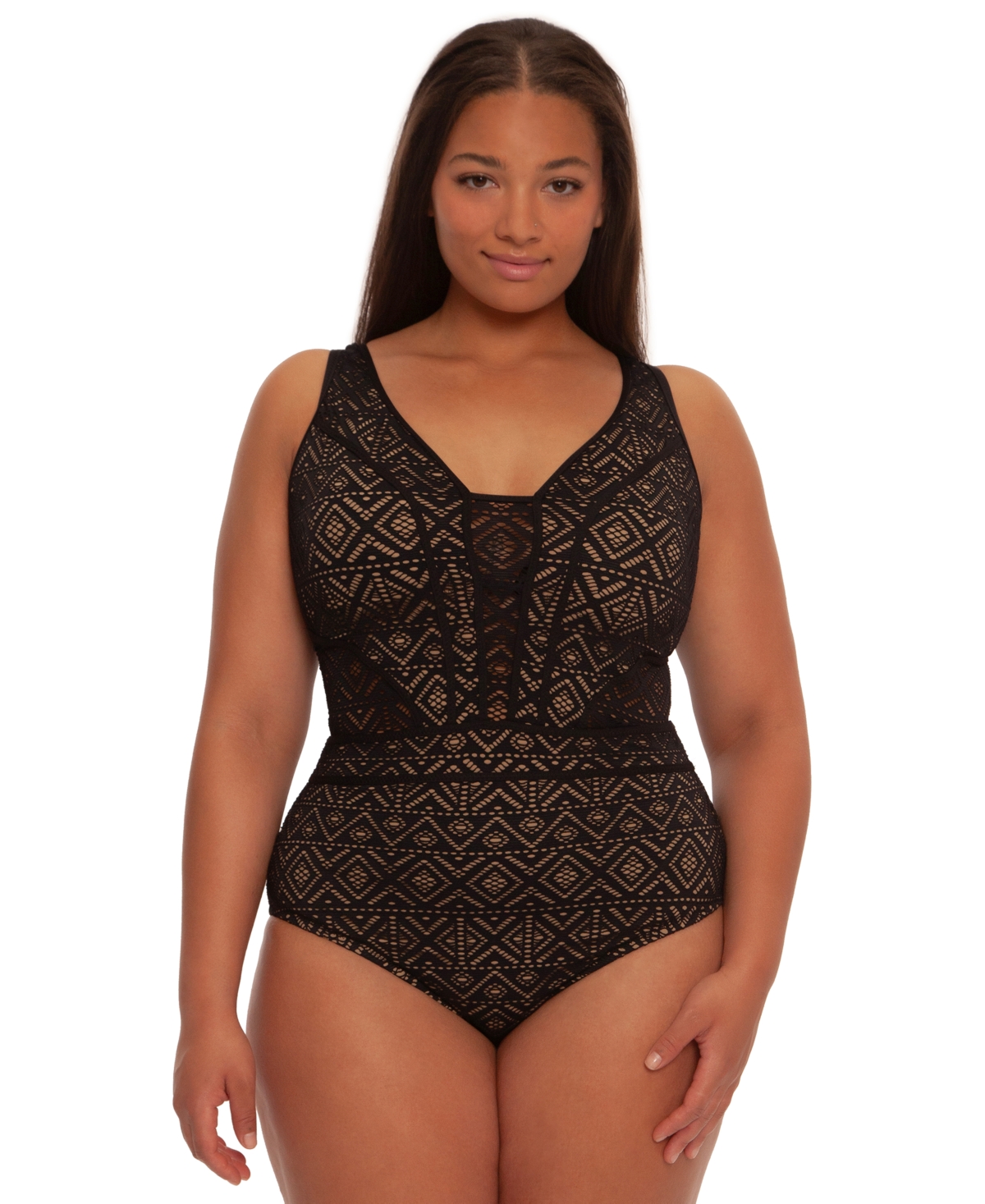 Click here for Becca Etc Plus Size Color Play Crochet Plunge One-... prices