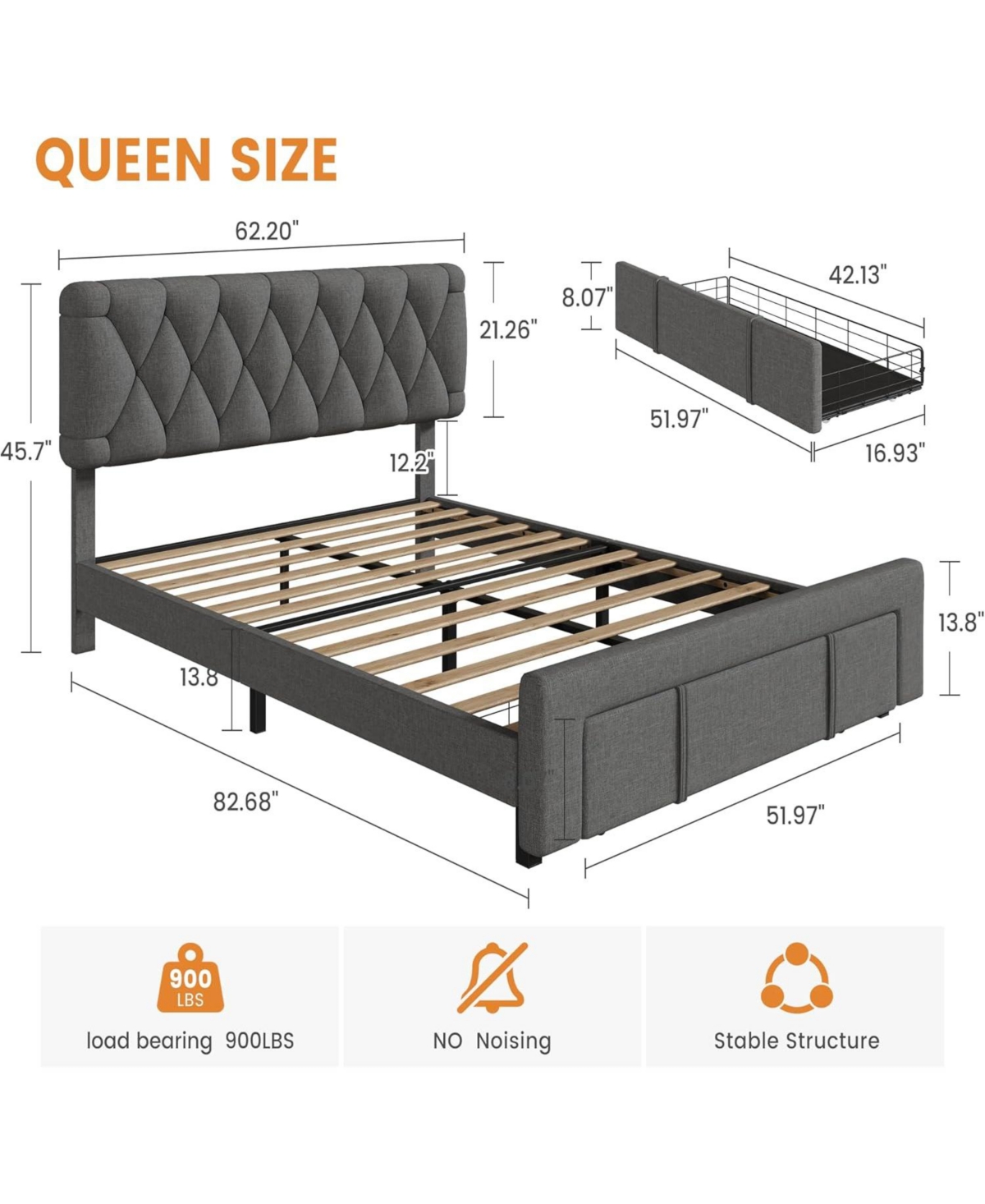 Click here for gaomon Queen Upholstered Platform Bed Frame with S... prices