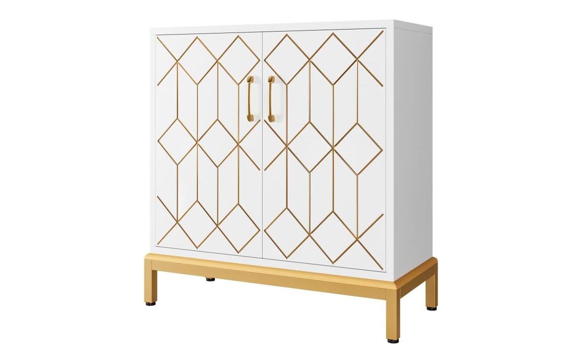 Click here for gaomon Accent Cabinet with Gold Trim Modern Wooden... prices