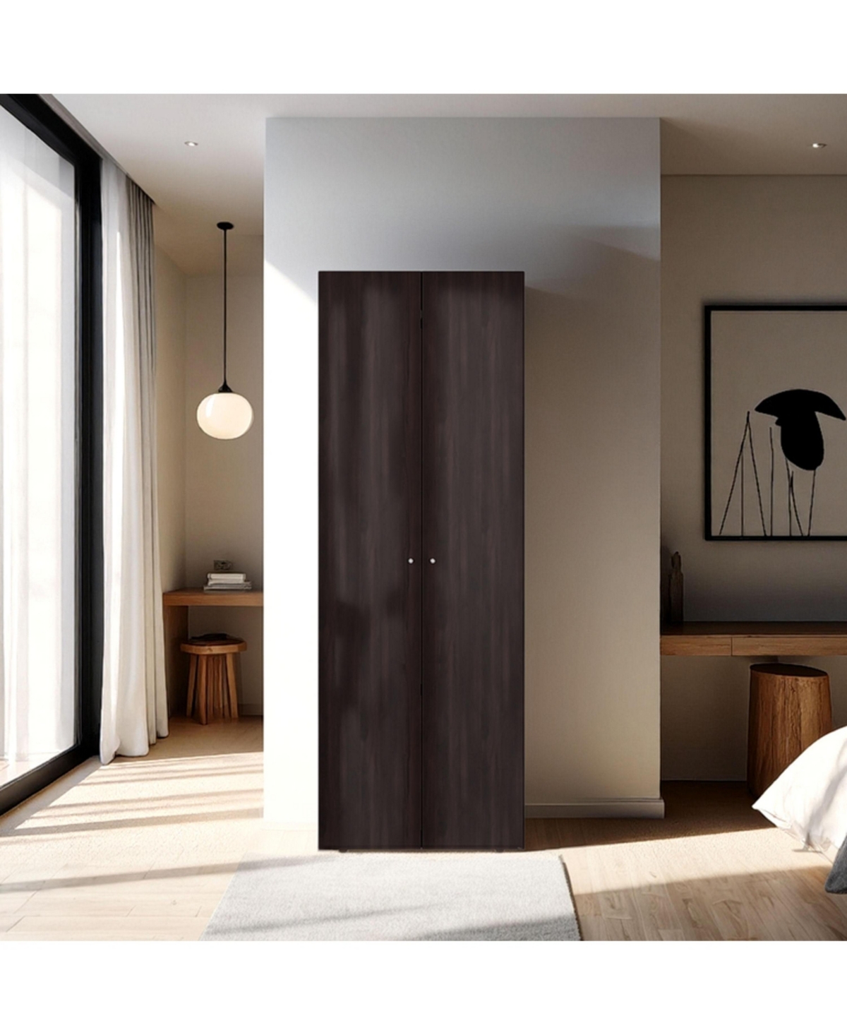 Click here for Flynama Armoire with 2 Doors 4 Shelves in Walnut a... prices