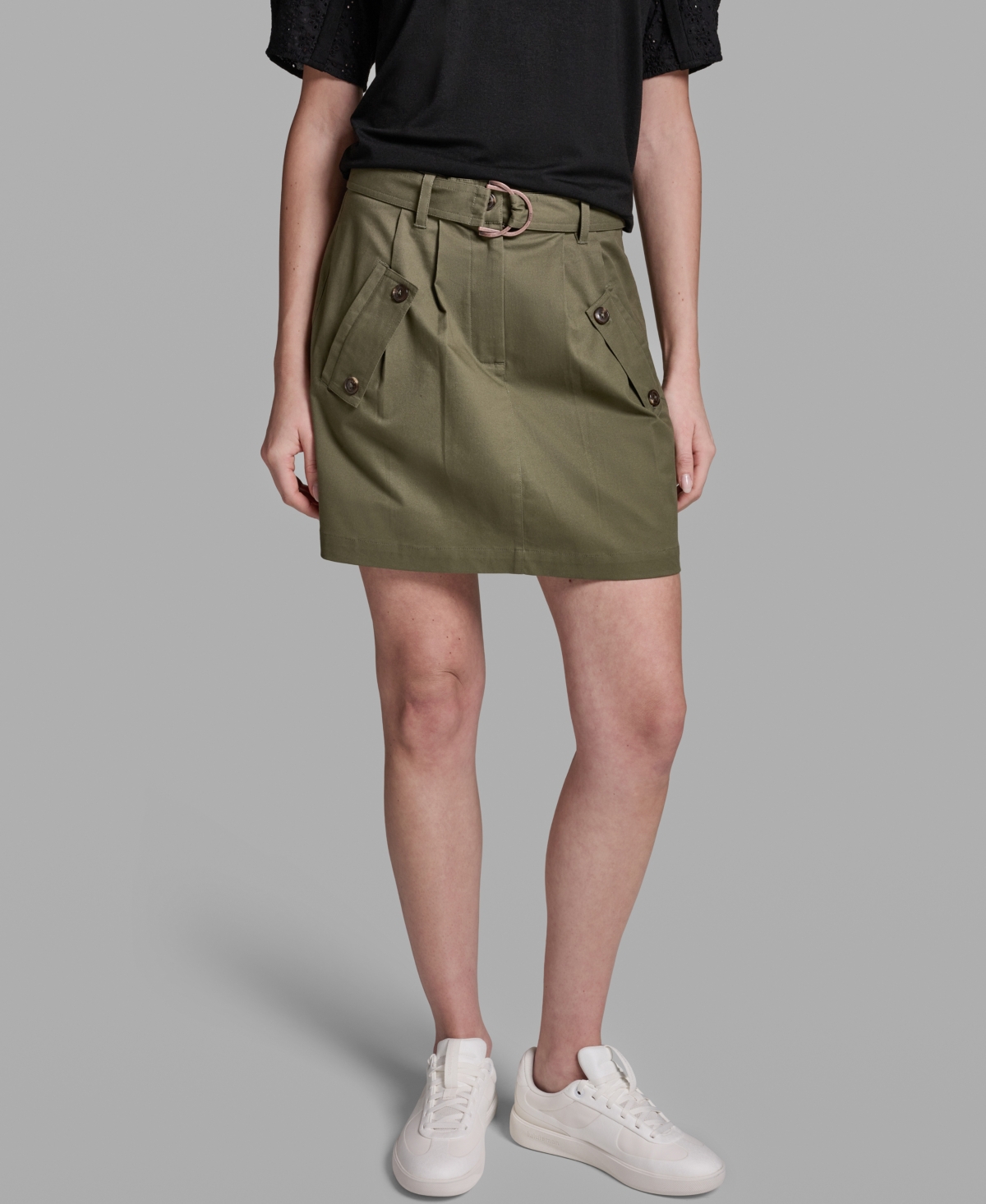 Click here for Bcbg Womens Flap Pocket Belted Skirt - Rustic Oliv... prices