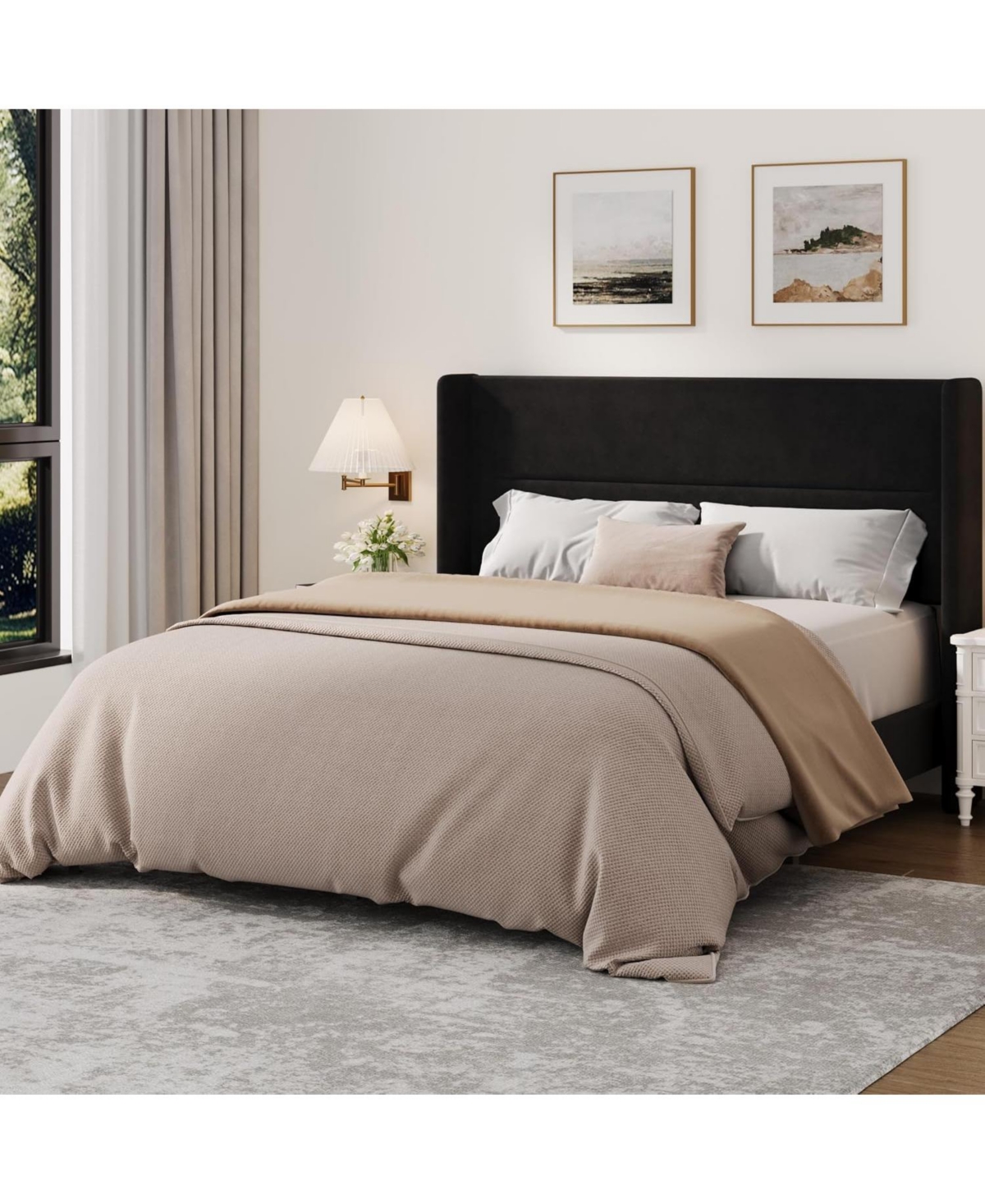 Click here for gaomon Bed Frame with Wingback Headboard  Velvet U... prices